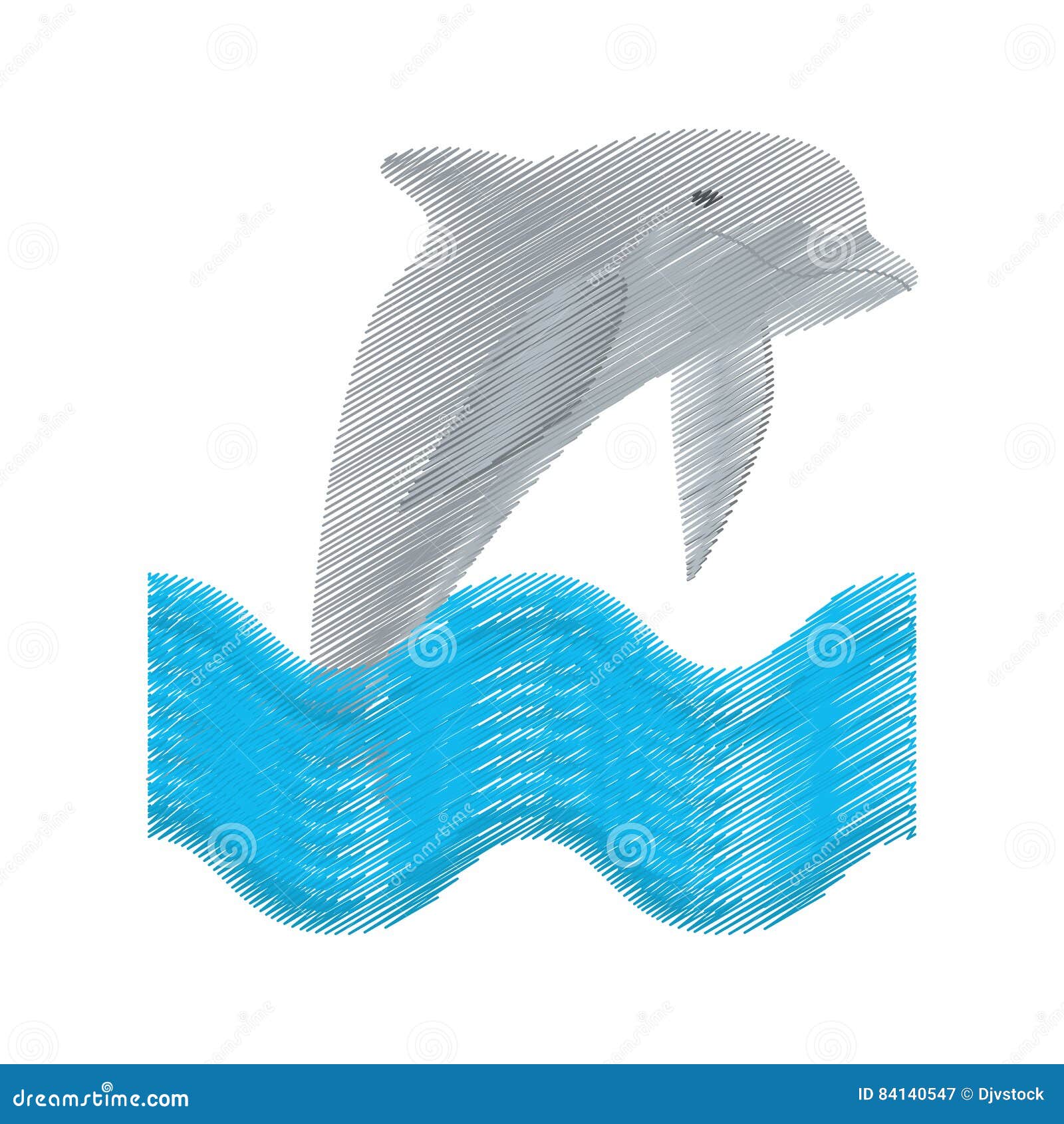 Hand Drawing Dolphin Ocean Fish Friendly Wave Stock Illustration ...