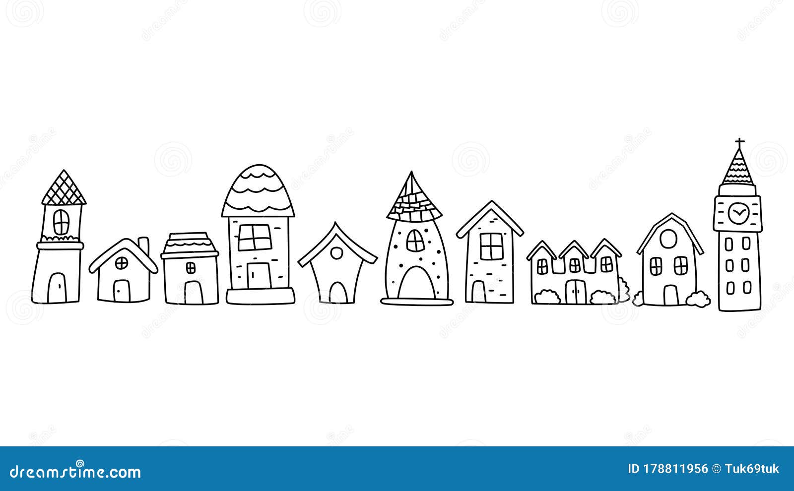 Hand Drawing Doodle House Vector Set Stock Illustration - Illustration ...