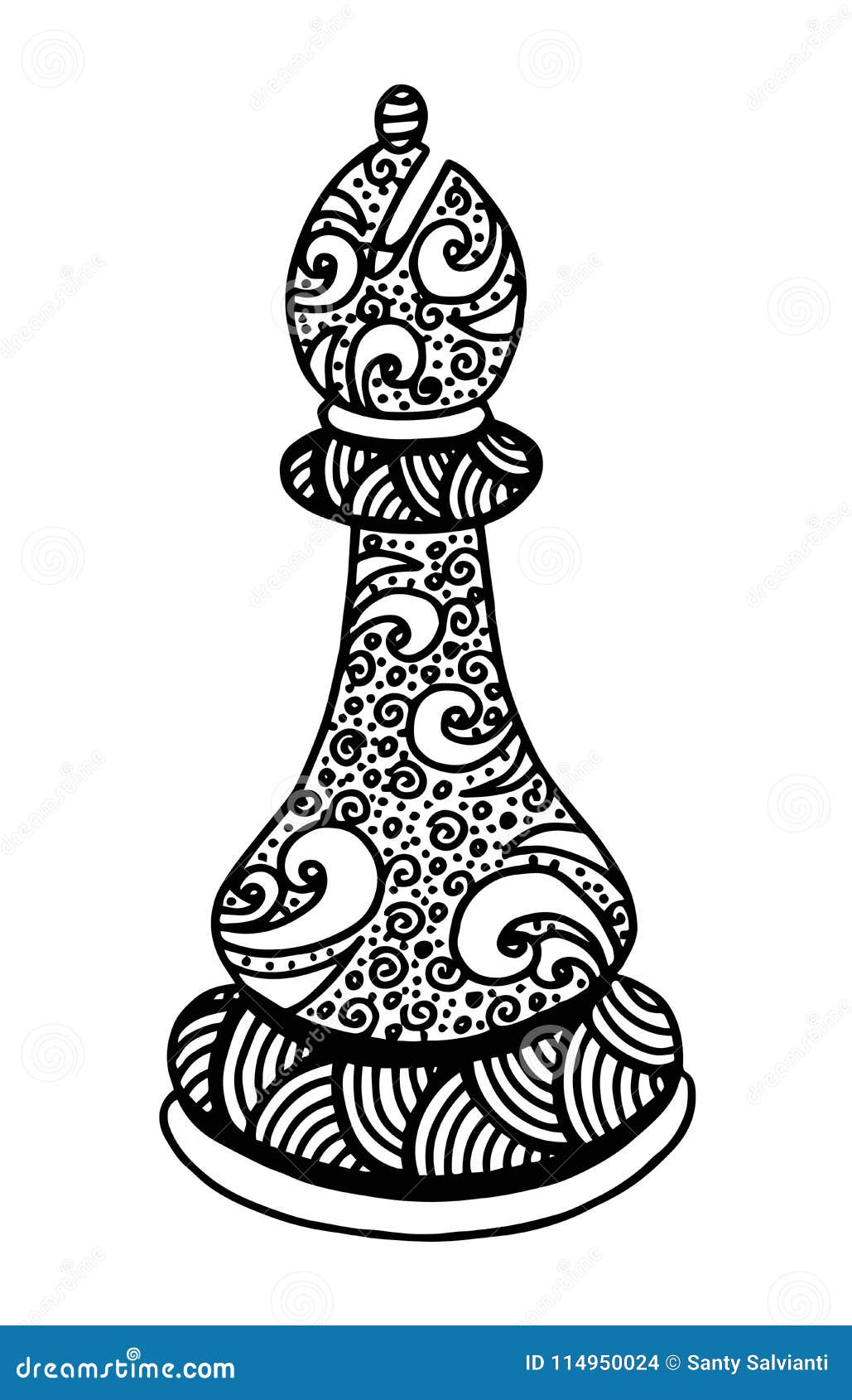 Hand Drawing Doodle Sketch Chess Bishop Vector Illustration Art Stock ...
