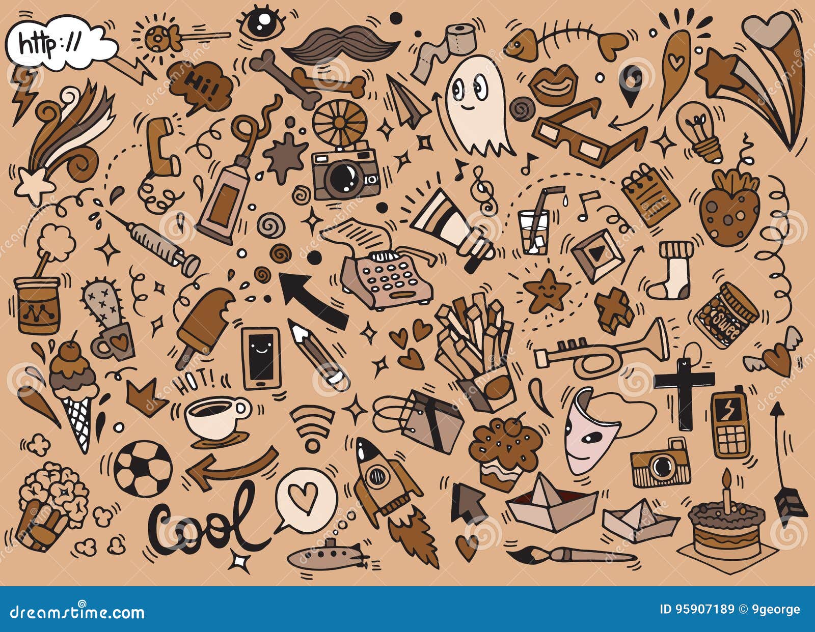 Hand Drawing Doodle, Vector Illustration. Stock Vector - Illustration ...