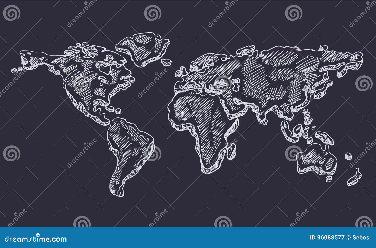 Hand Drawing Doodle World Map. Vintage Earth Vector Sketch. Stock ...