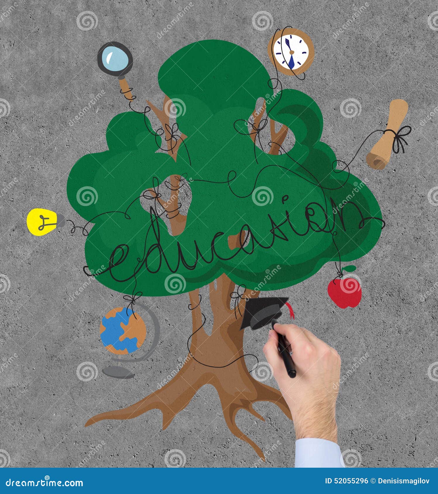 Hand Drawing Education Tree Stock Photo - Image of exam, idea: 52055296