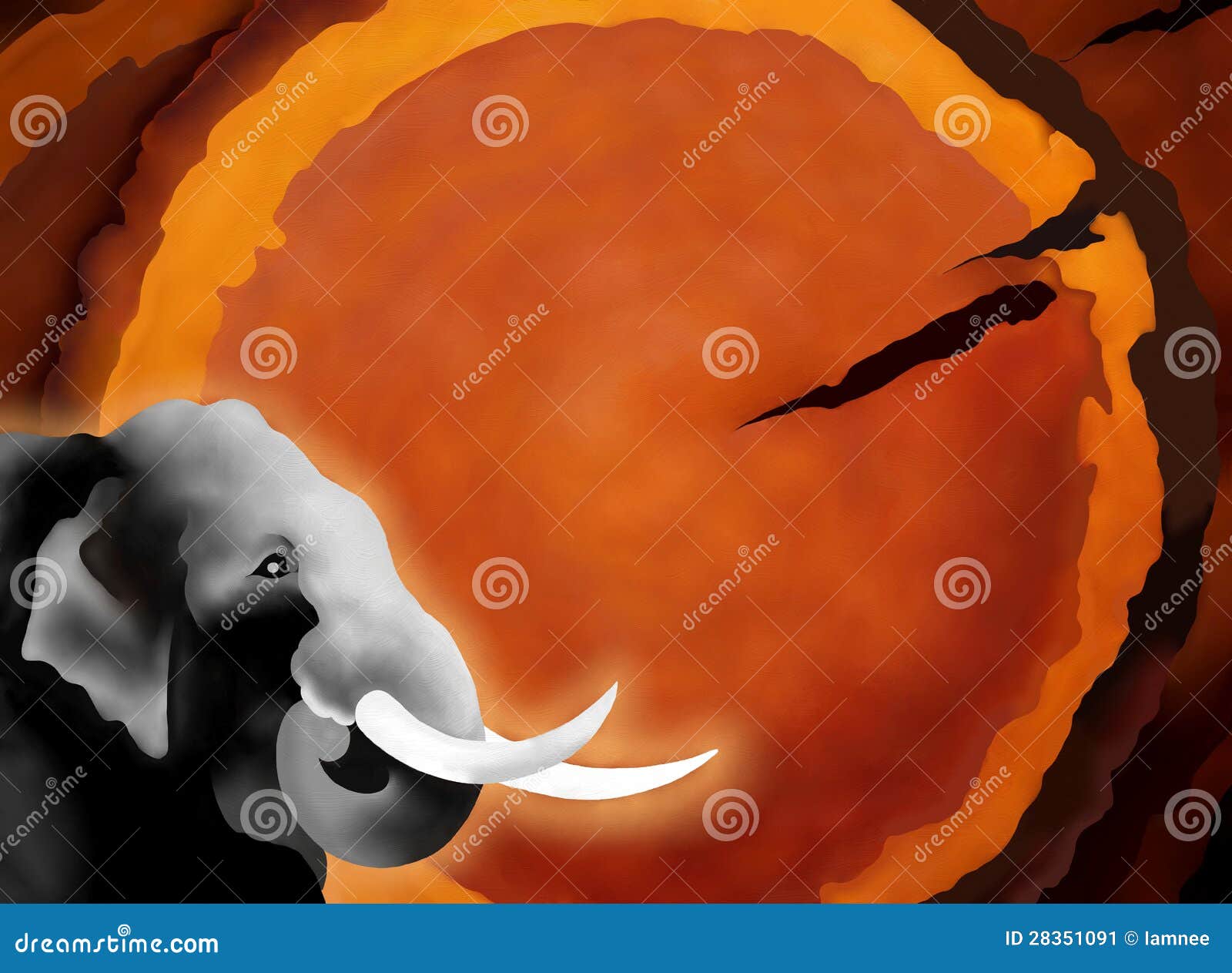 Hand Drawing of Elephant on Wooden Background Stock Illustration ...