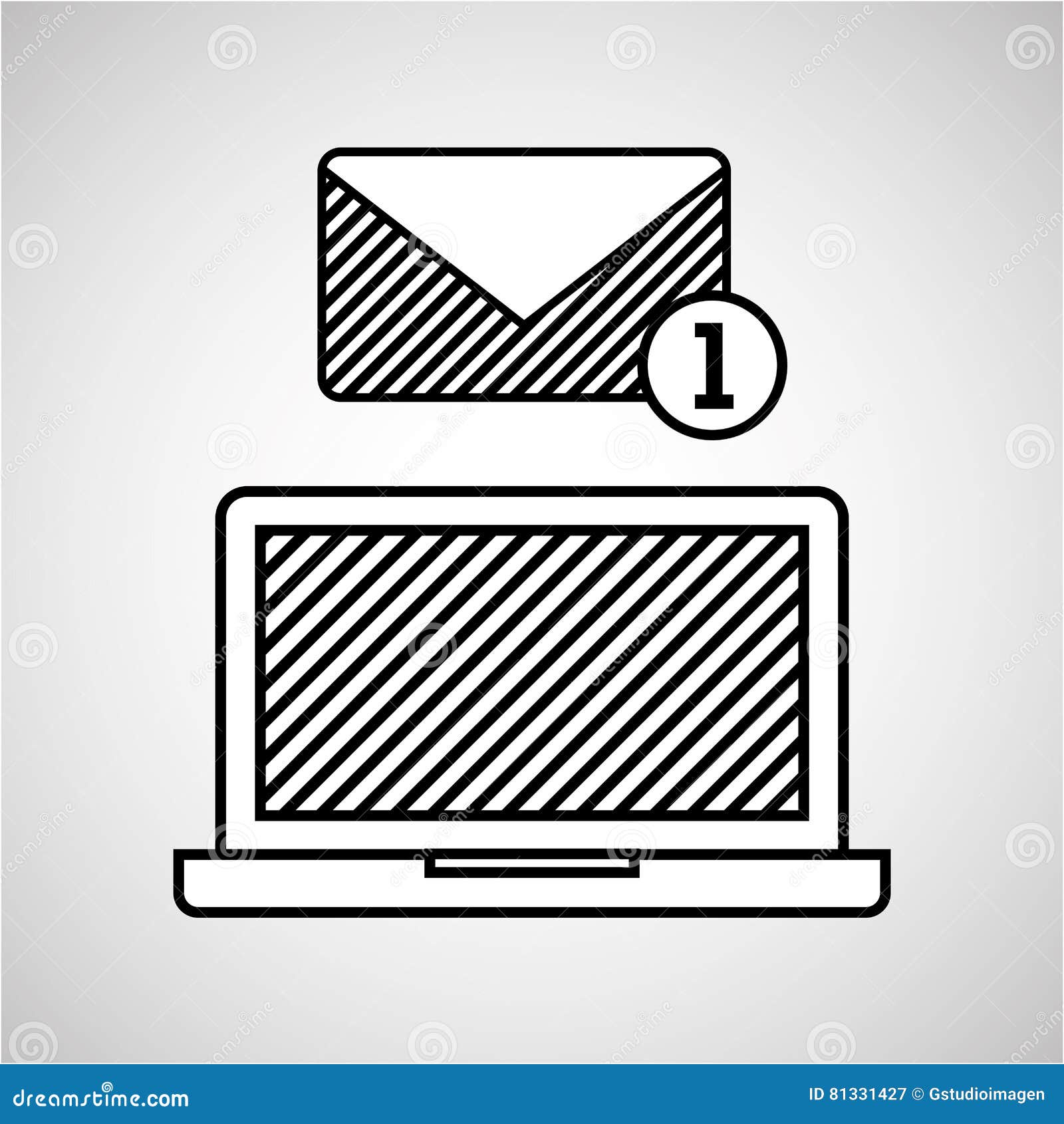 Hand Drawing Email Receiving Diagonal Lines Stock Vector - Illustration ...
