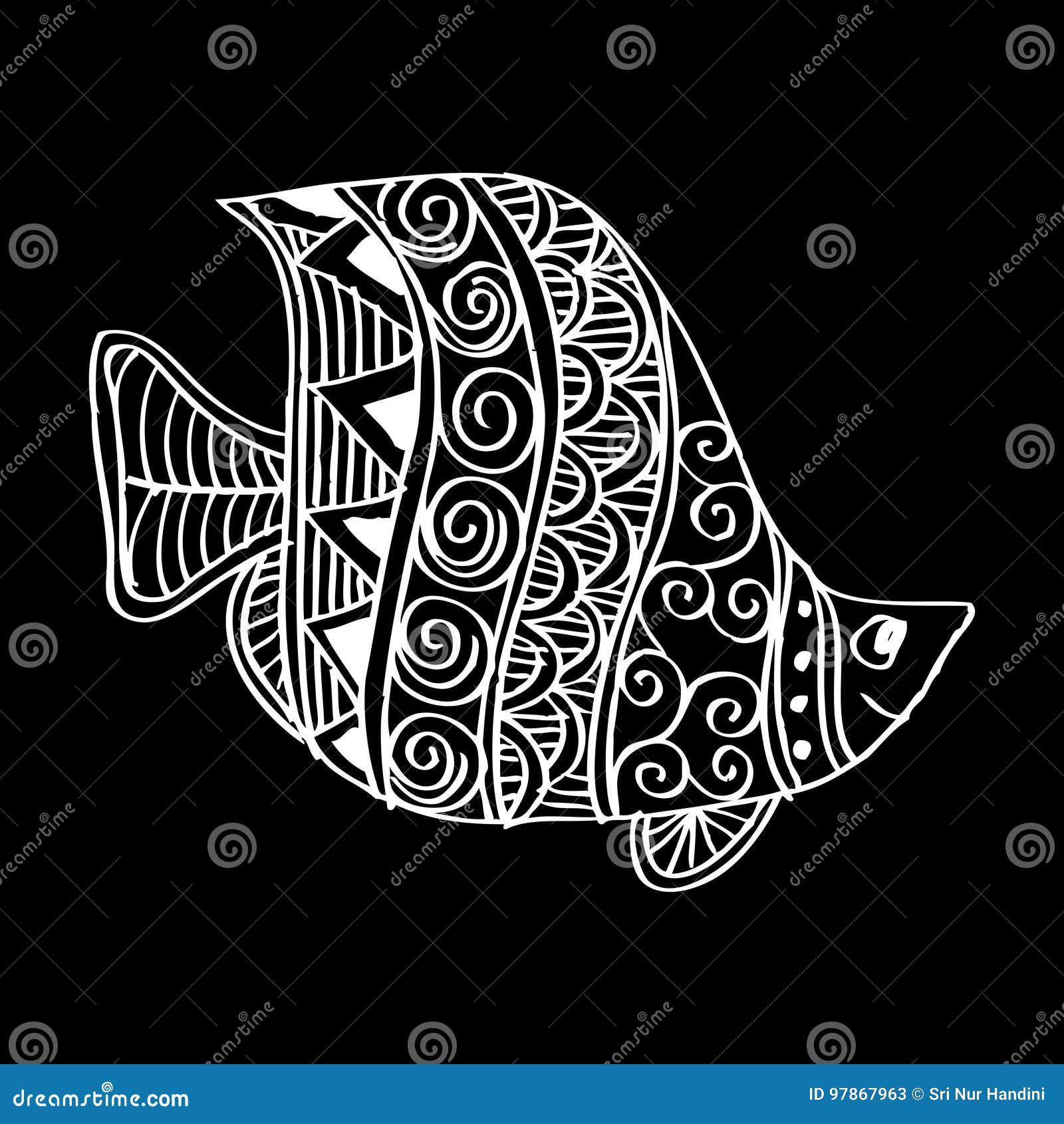 Hand drawing fish. stock illustration. Illustration of design - 97867963