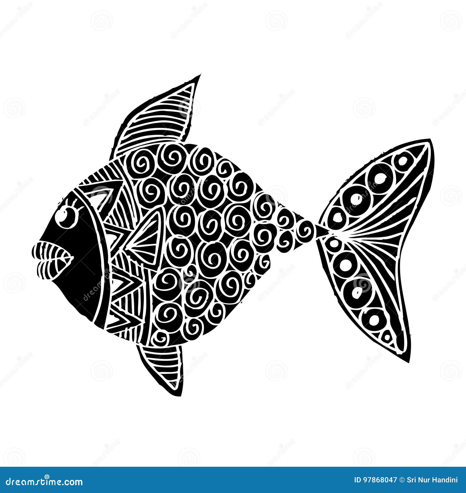 Hand drawing fish. stock illustration. Illustration of cute - 97868047