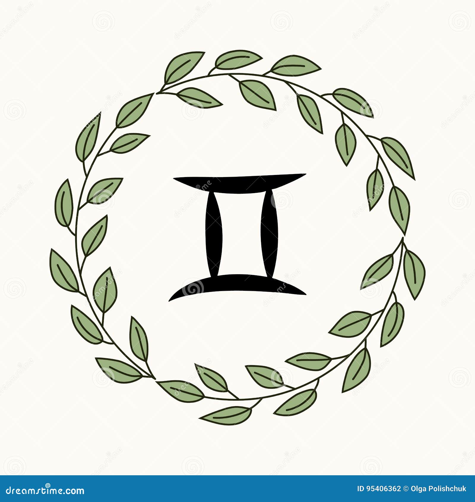 Gemini Symbol With Geometric Lines And Roman Numeral II On Gray ...