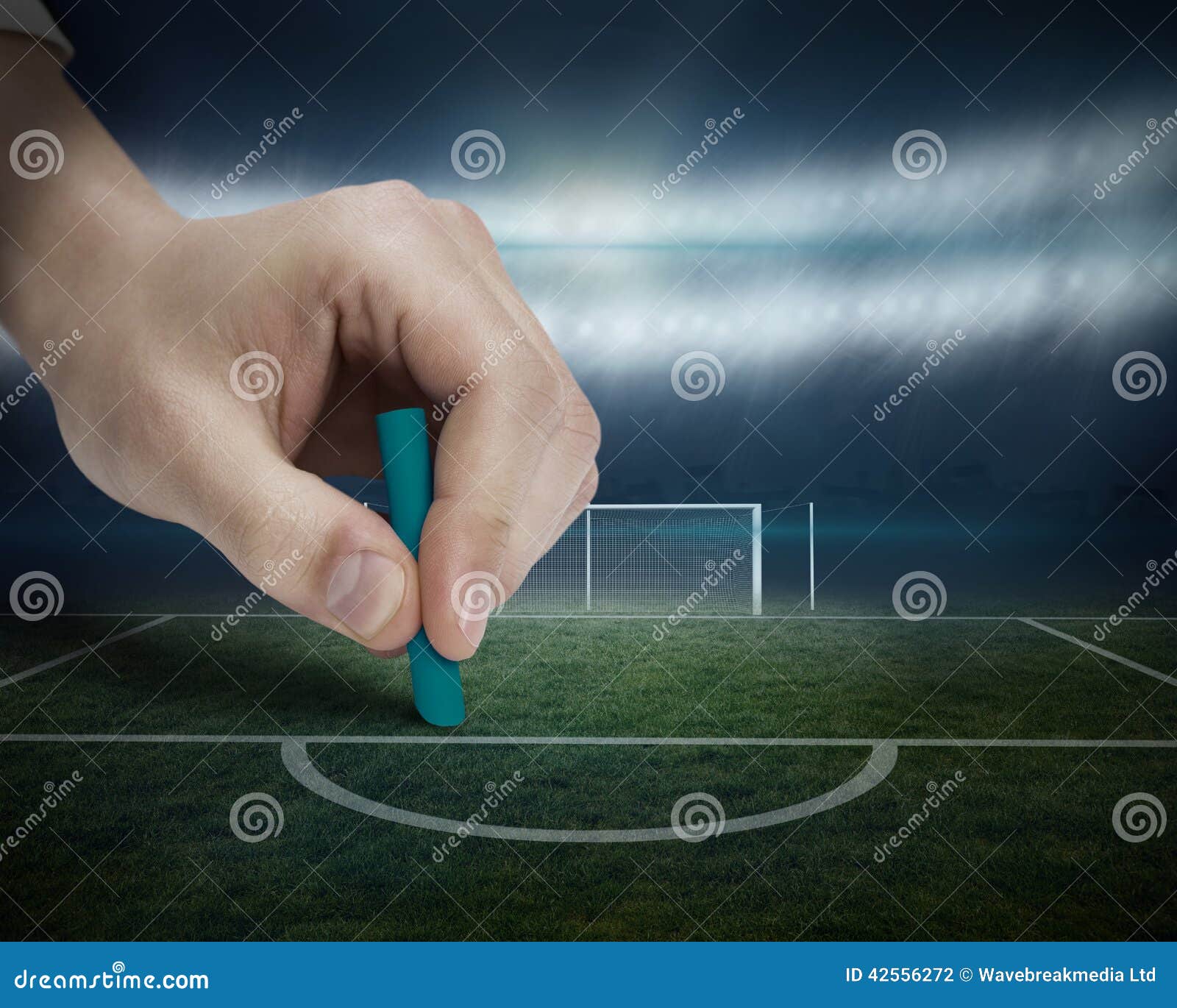 Hand Drawing on Football Pitch Stock Illustration - Illustration of ...