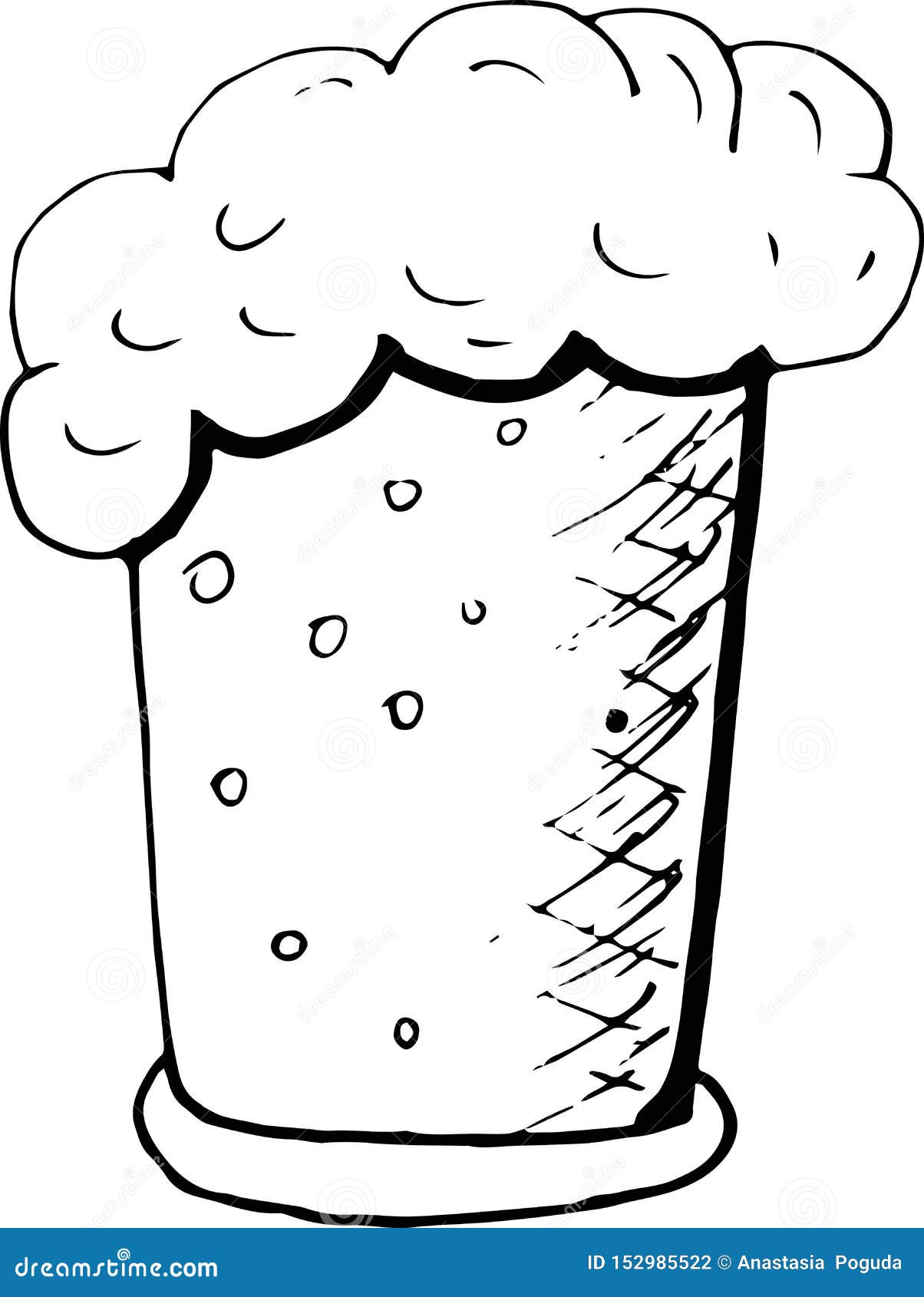 Hand Drawing a Glass of Beer with Foam on a White Background. Doodle ...