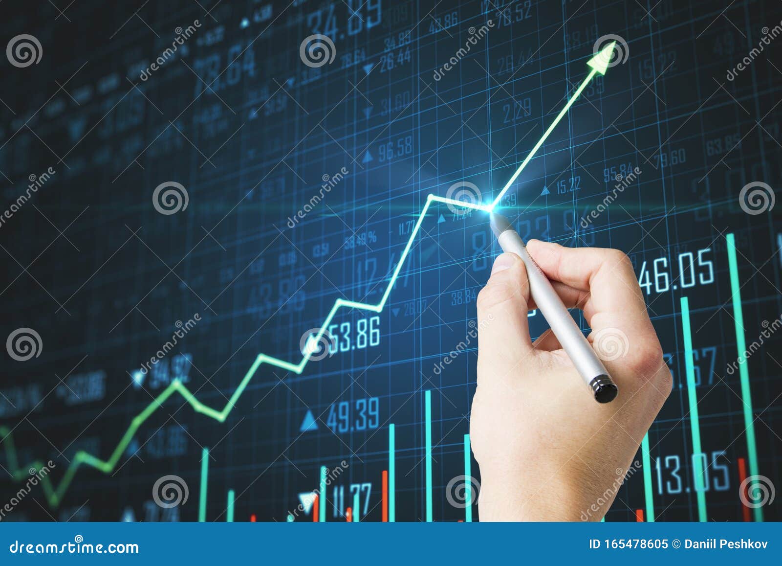 Hand Drawing Glowing Blue Forex Chart Stock Illustration - Illustration ...