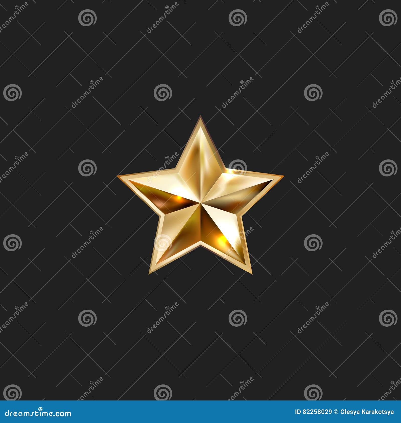 Hand Drawing Gold Star with Five Rays Elegant Element Isolated Stock ...
