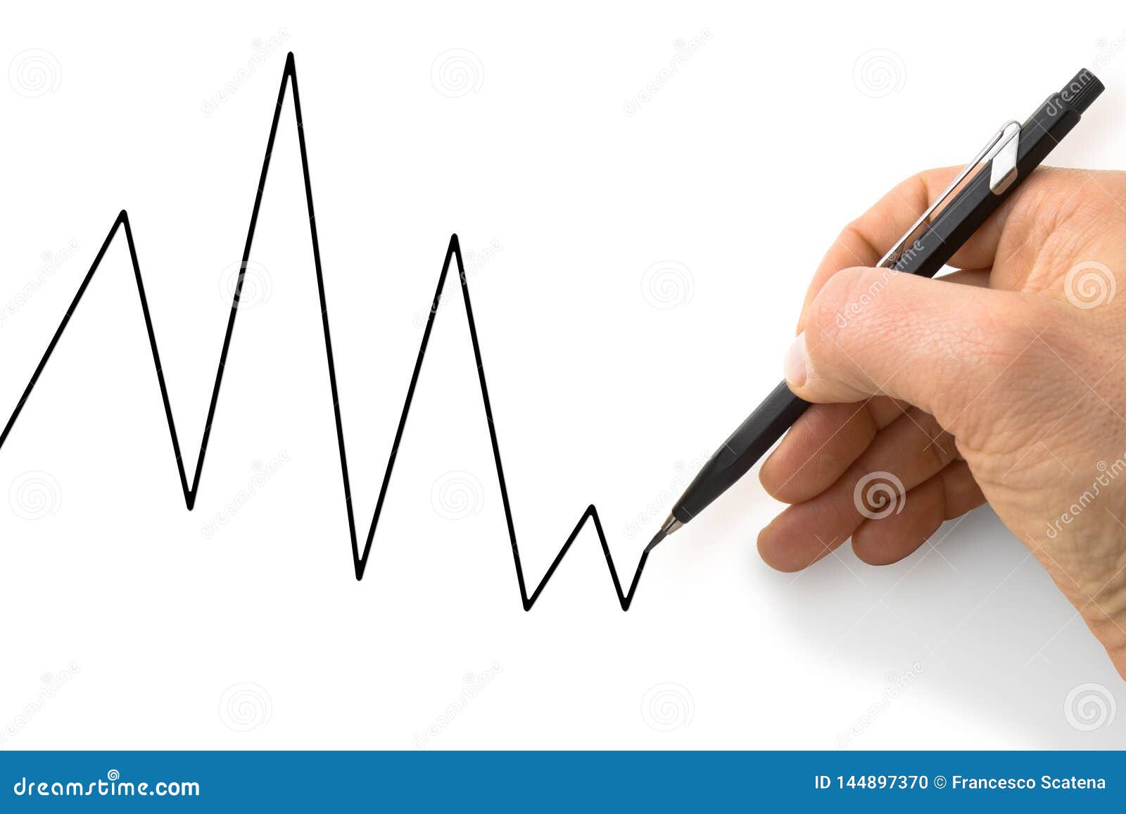 Hand Drawing a Graph on a Blank Card Isolated on White Stock Photo ...