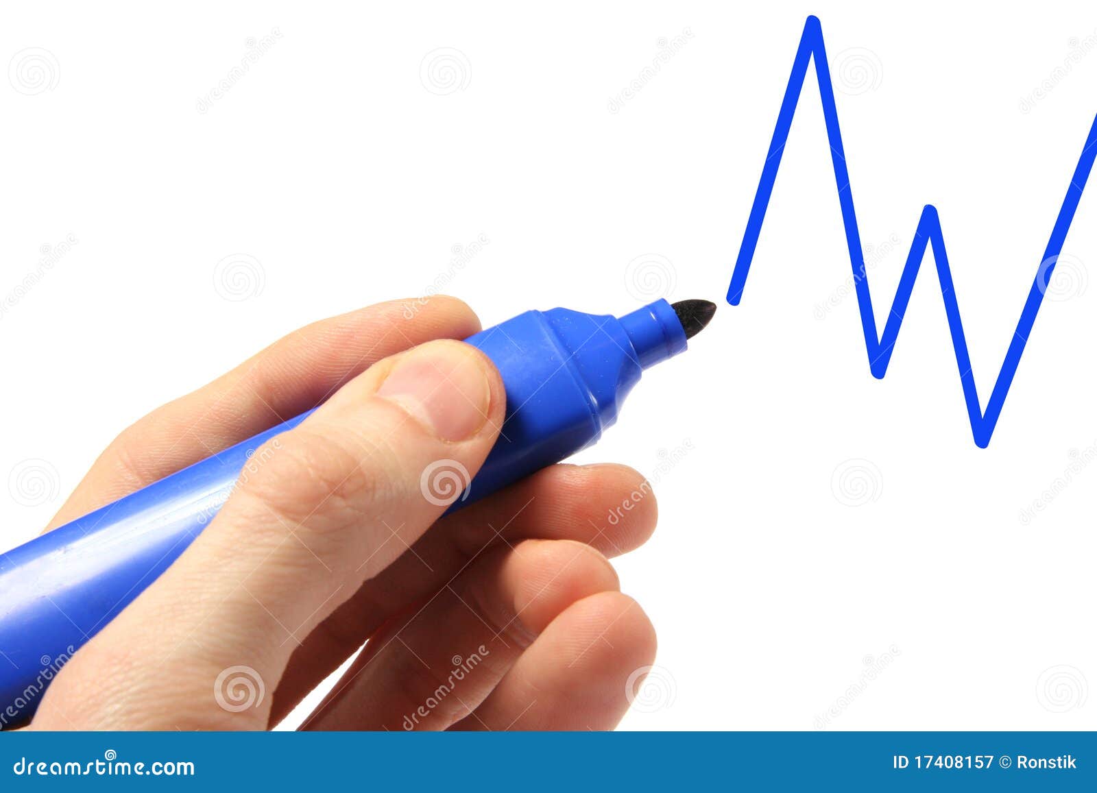 Hand Drawing Graph with Blue Pen Stock Image - Image of marker, line ...