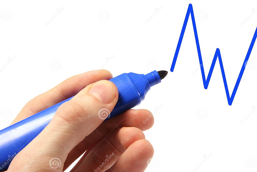 Hand Drawing Graph with Blue Pen Stock Image - Image of marker, line ...