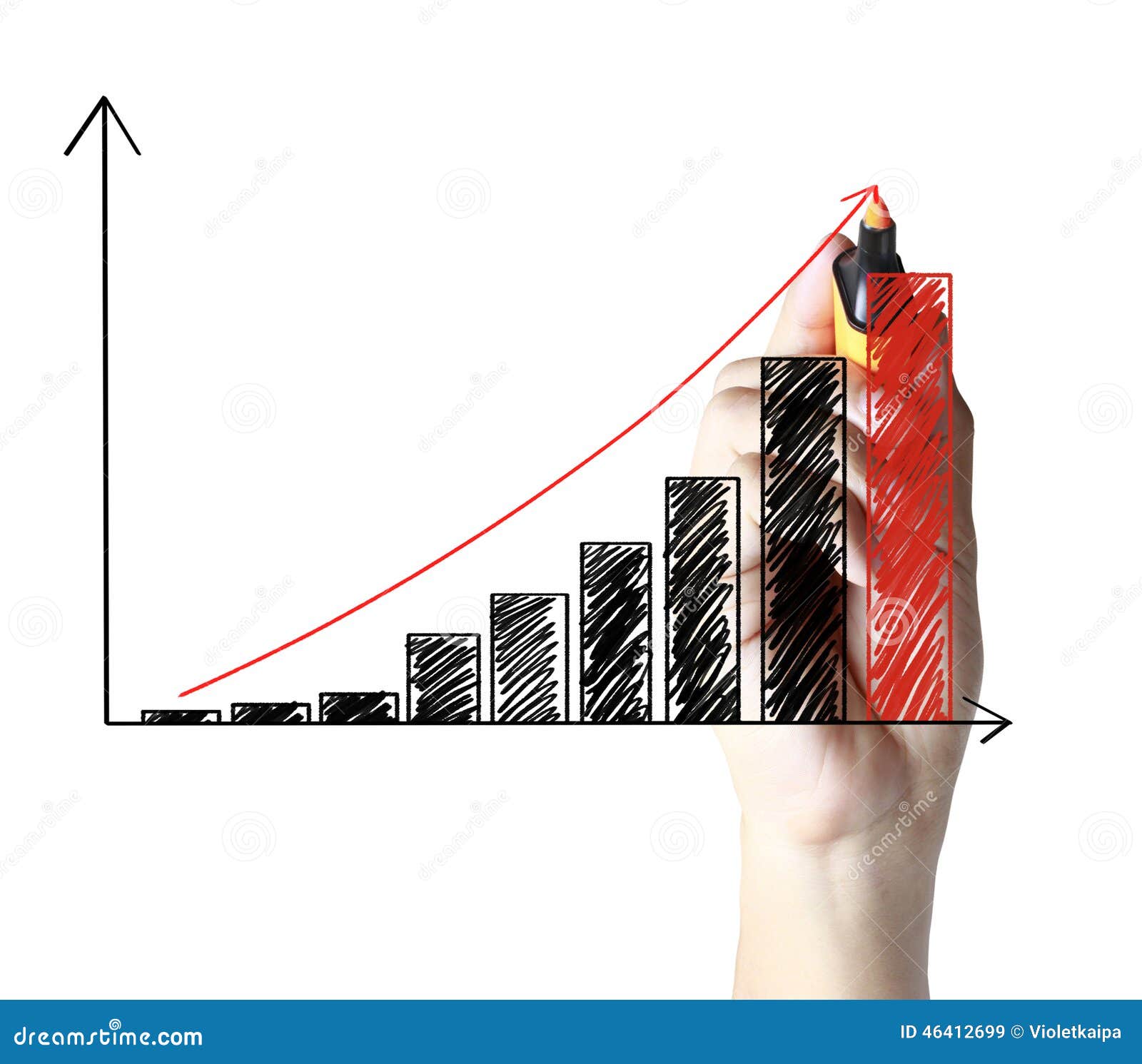 Hand drawing a graph stock image. Image of leadership - 46412699