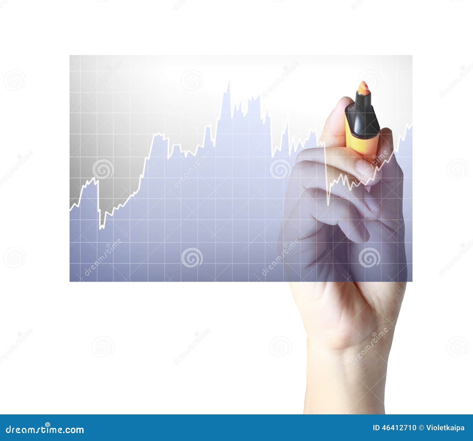 Hand drawing a graph stock photo. Image of finance, graph - 46412710