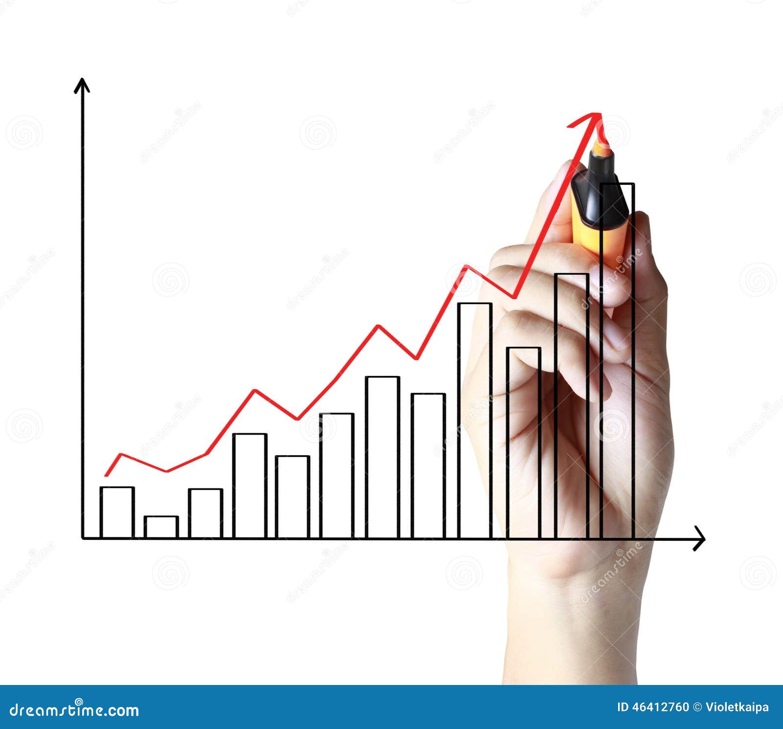 Hand drawing a graph stock photo. Image of investment - 46412760