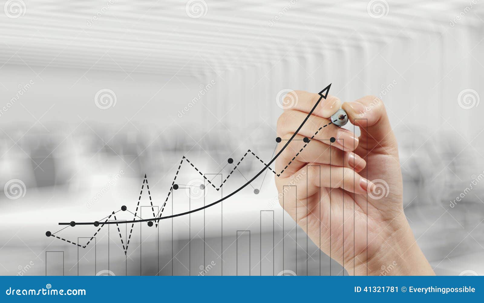 Hand drawing graph chart stock image. Image of hand, inspiration - 41321781
