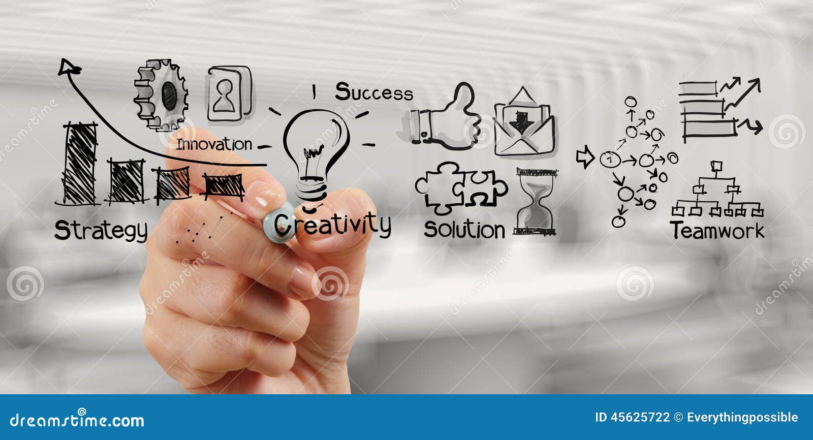 Hand Drawing Graph Chart and Business Strategy Stock Photo - Image of ...