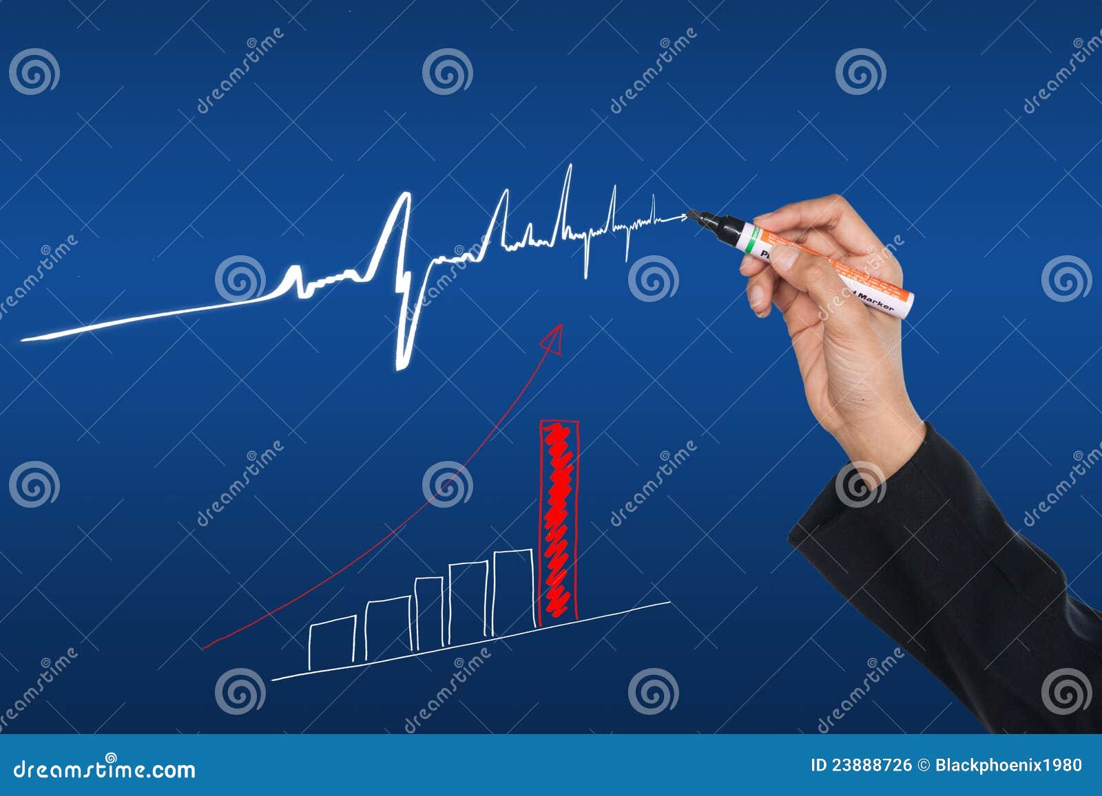 Hand Drawing Graph and Trend Stock Photo - Image of control, financial ...