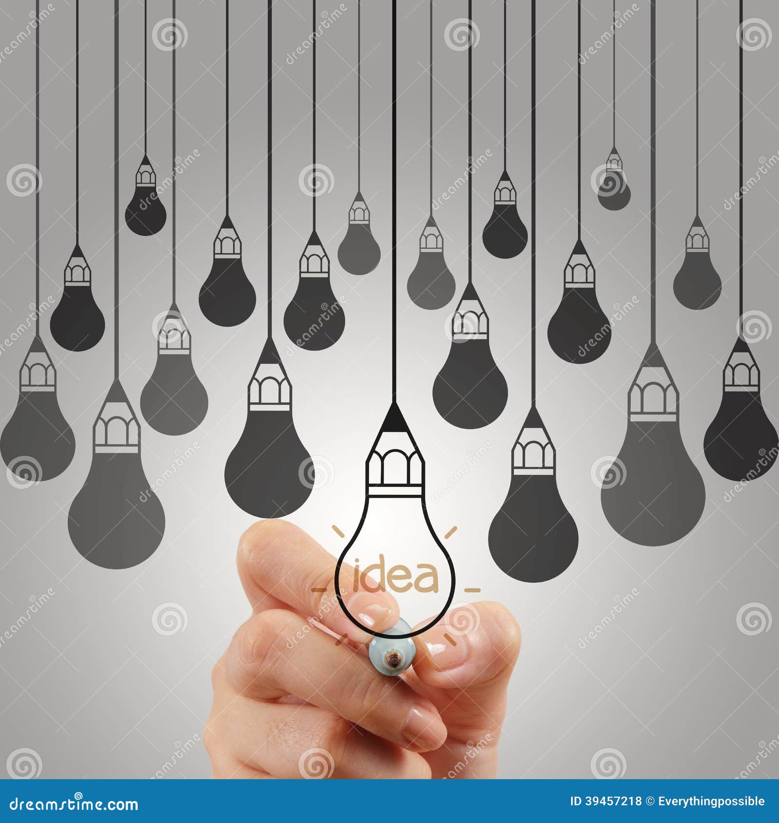 Hand Drawing Graphic Pencil Light Bulb Stock Photo - Image of pencil ...