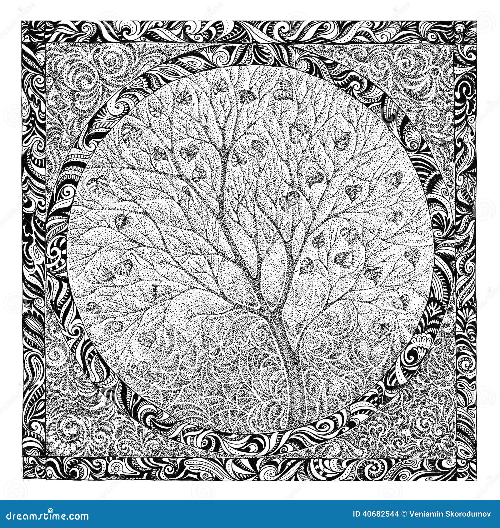 Hand Drawing, Graphic Picture on the Theme Tree Flowering. Stock ...
