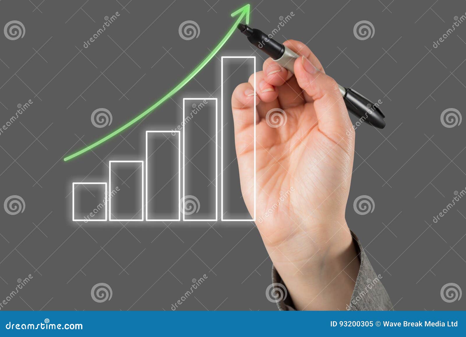 Hand Drawing Graphics on Digital Screen Stock Image - Image of copy ...