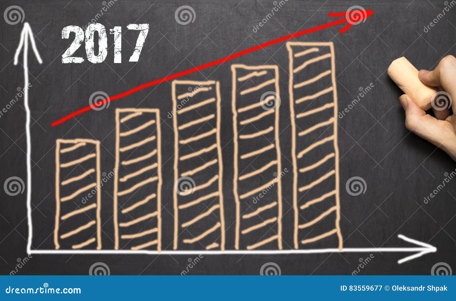 Hand Drawing Growth Graph for Year 2017 Stock Image - Image of finance ...