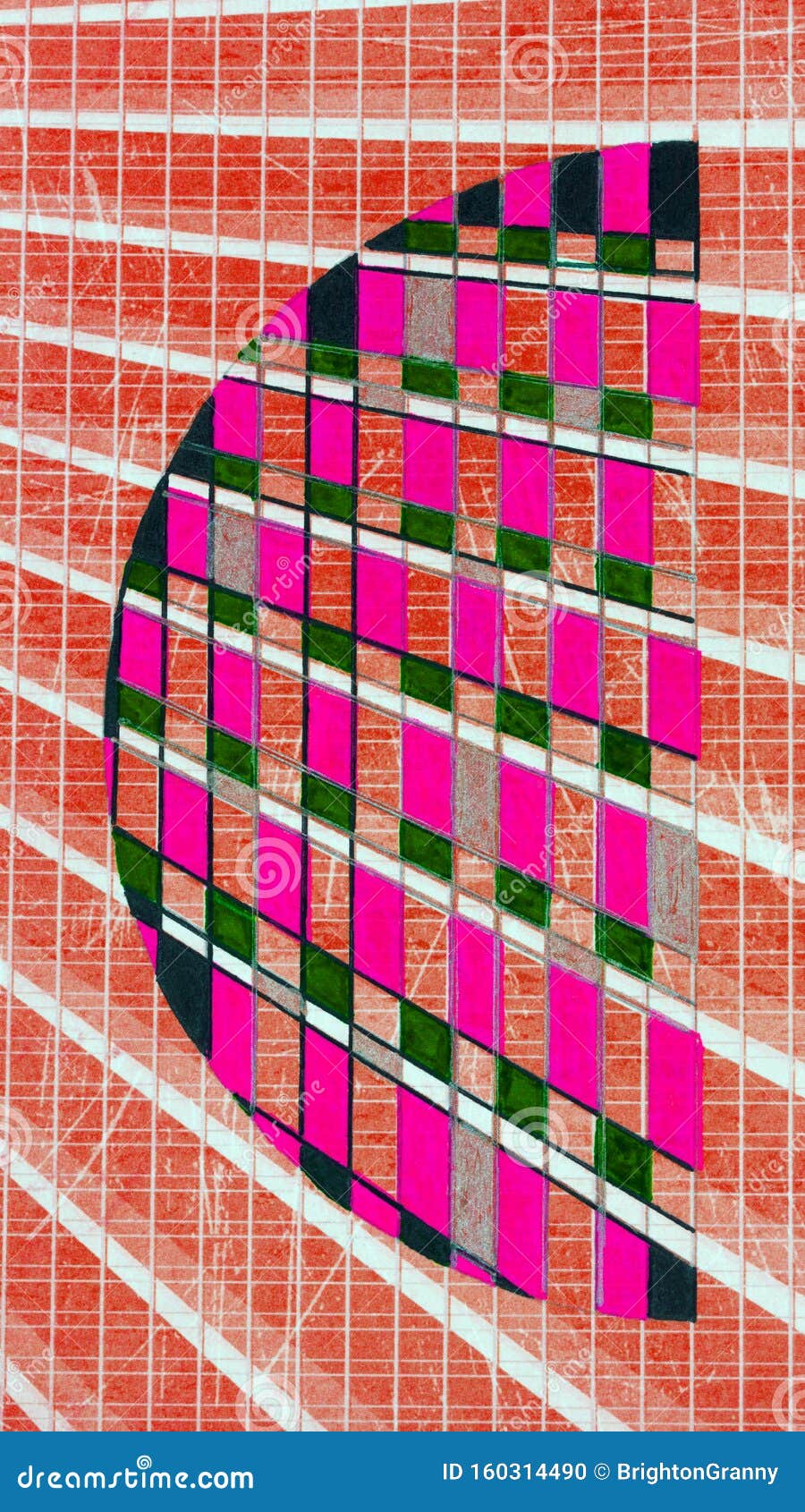 Hand Drawing of Half Circle on Patterned Papper. Stock Illustration ...