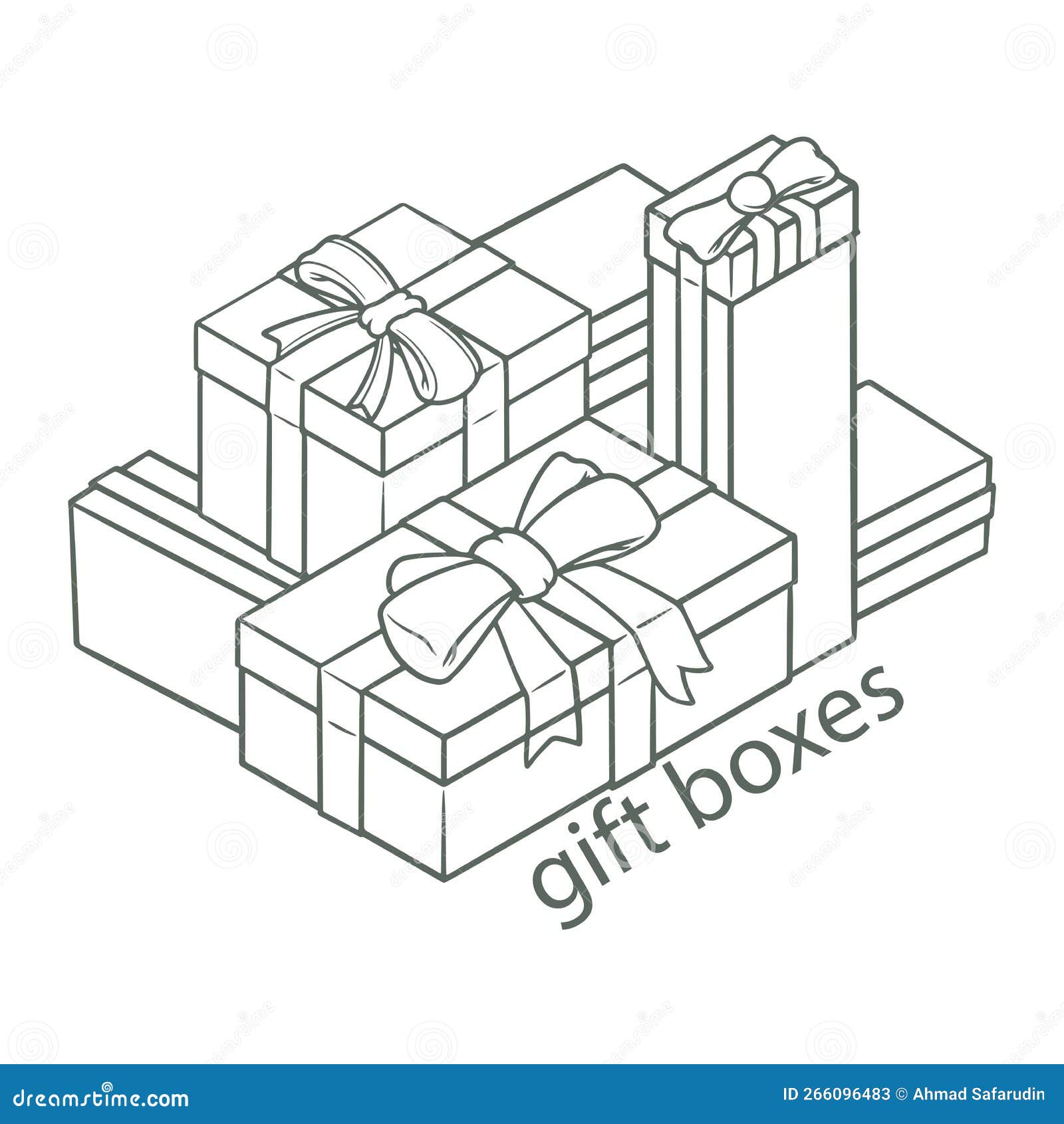 Hand Drawing Happy Birthday Gift Boxes Isolated on White Background ...