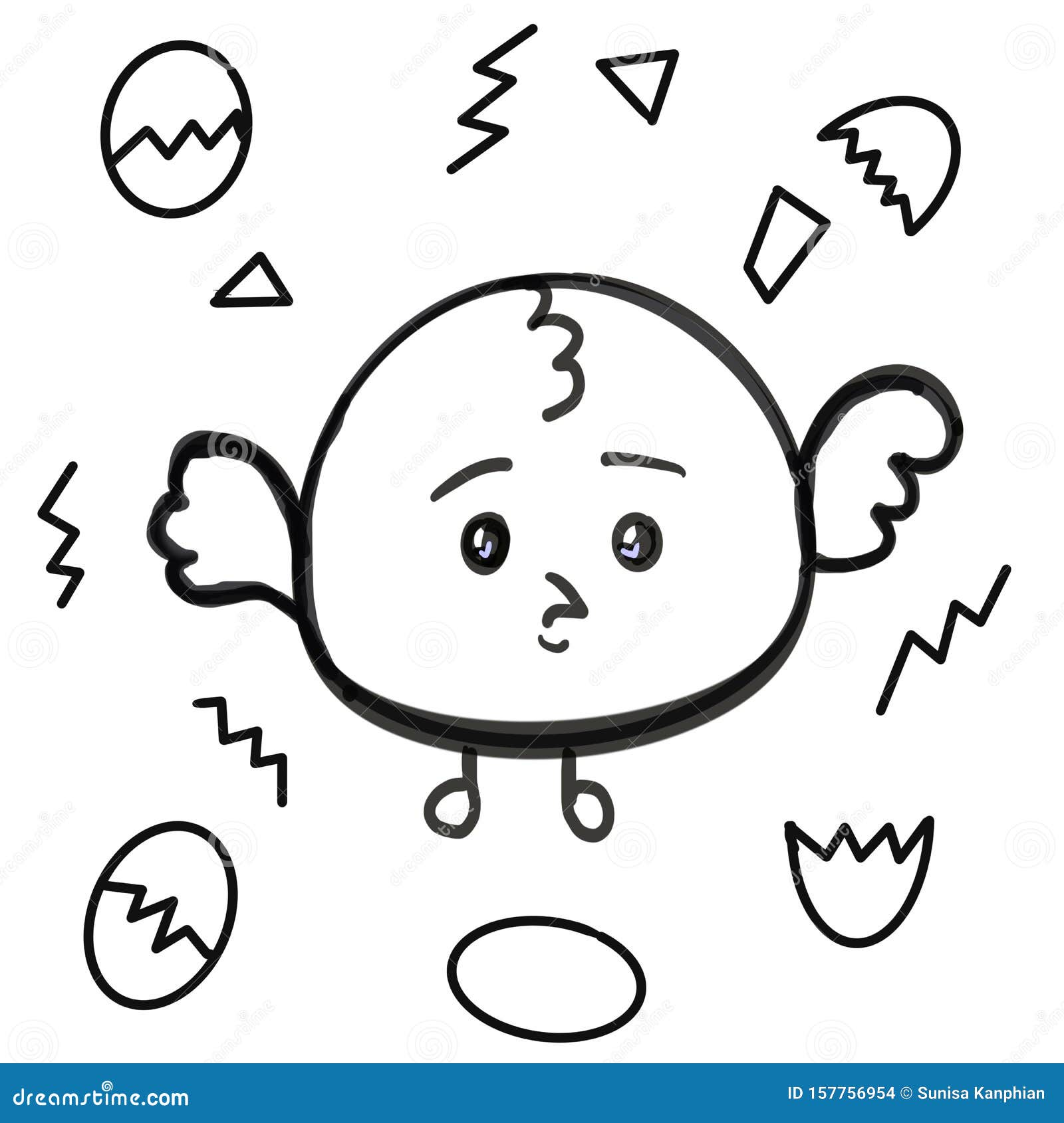 Hand Drawing Happy Egg Dancing, Funny Cartoon Royalty-Free Stock Image ...