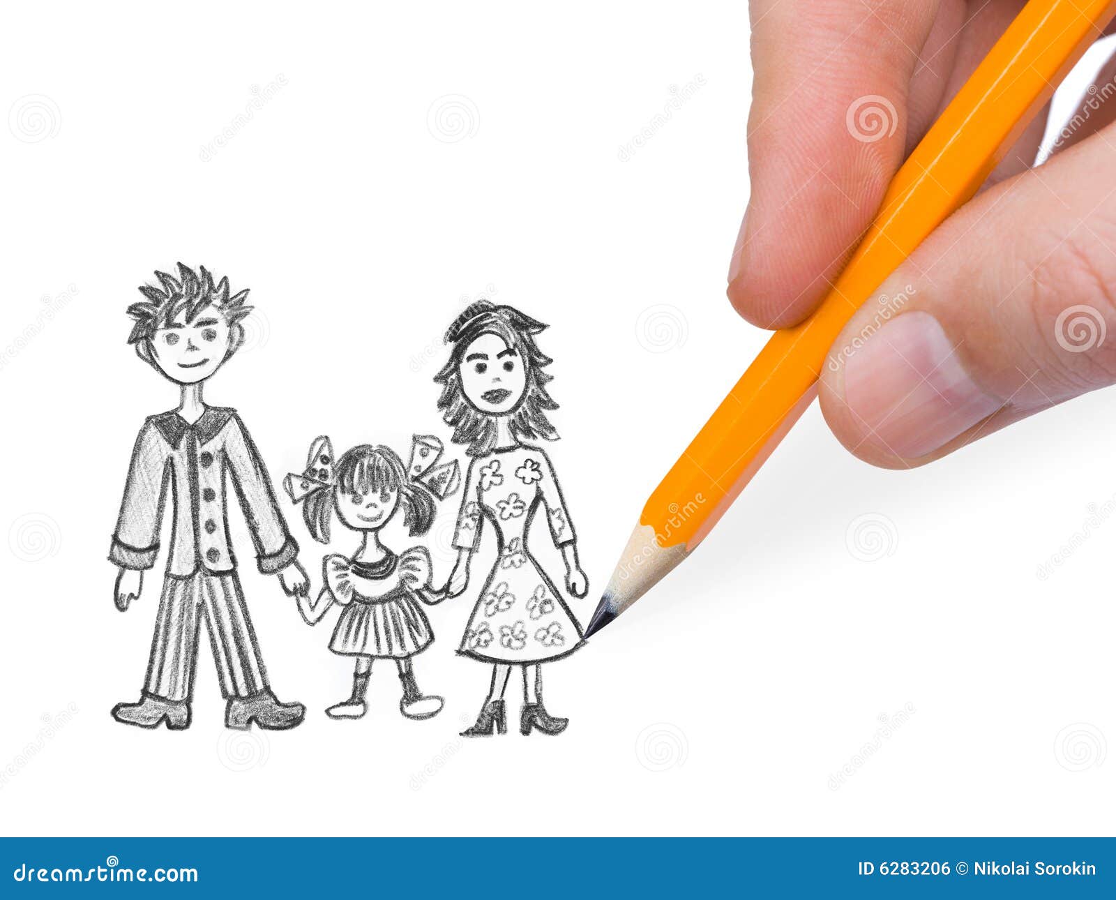 Hand Drawing Happy Family Stock Photo | CartoonDealer.com #6283206