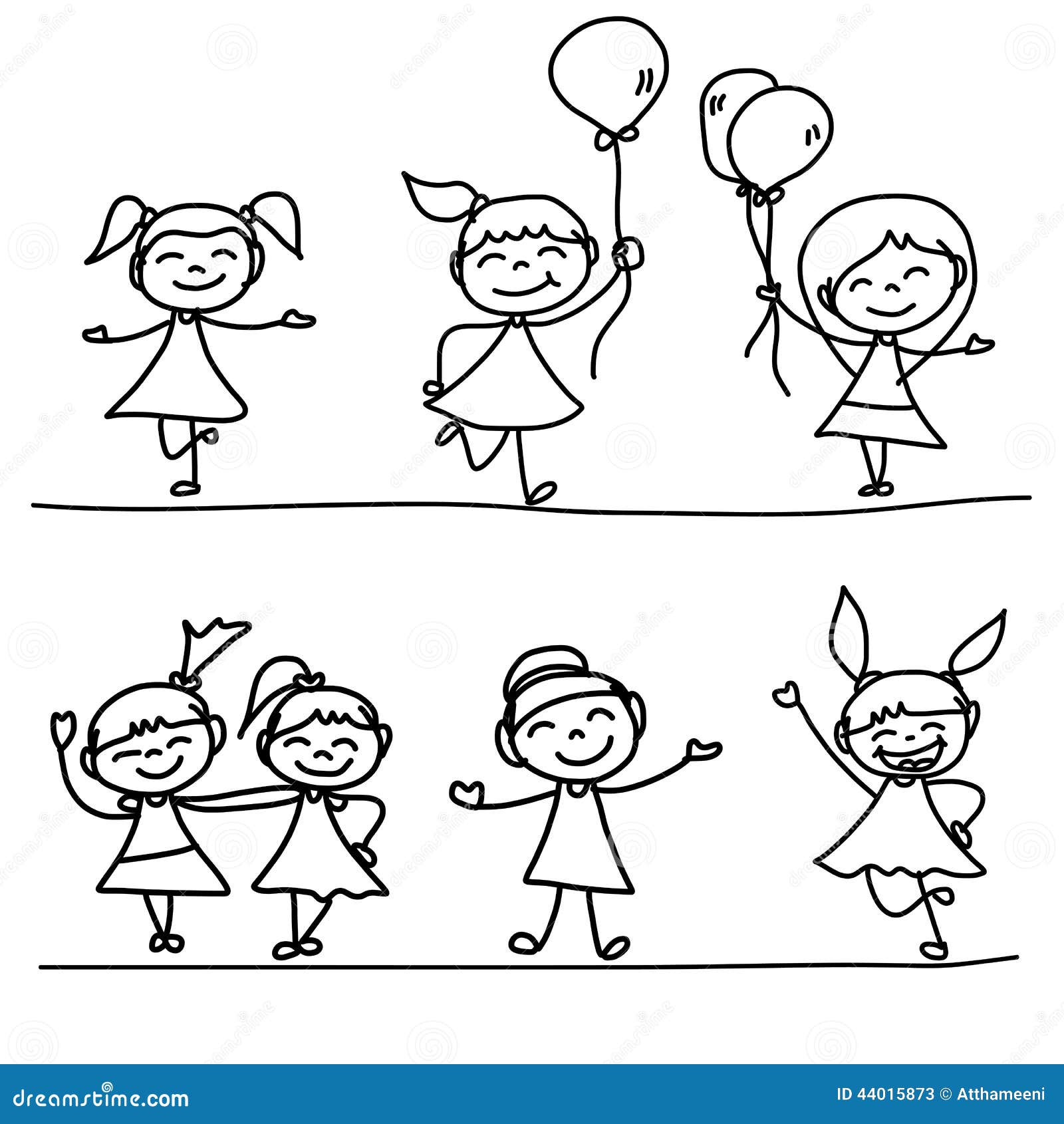 Hand drawing happy kids stock vector. Illustration of laugh - 44015873