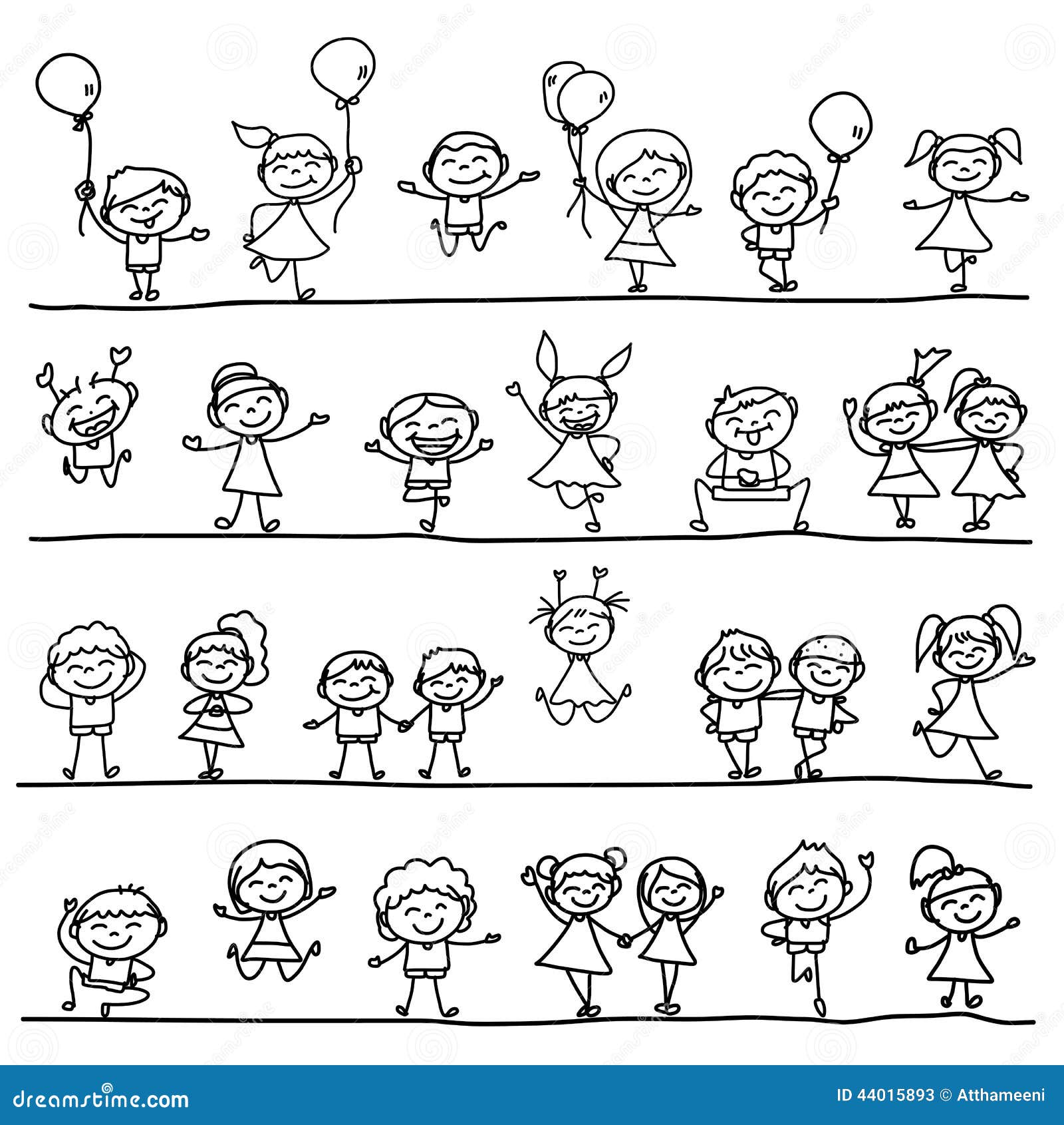 Hand drawing happy kids stock vector. Illustration of friends - 44015893