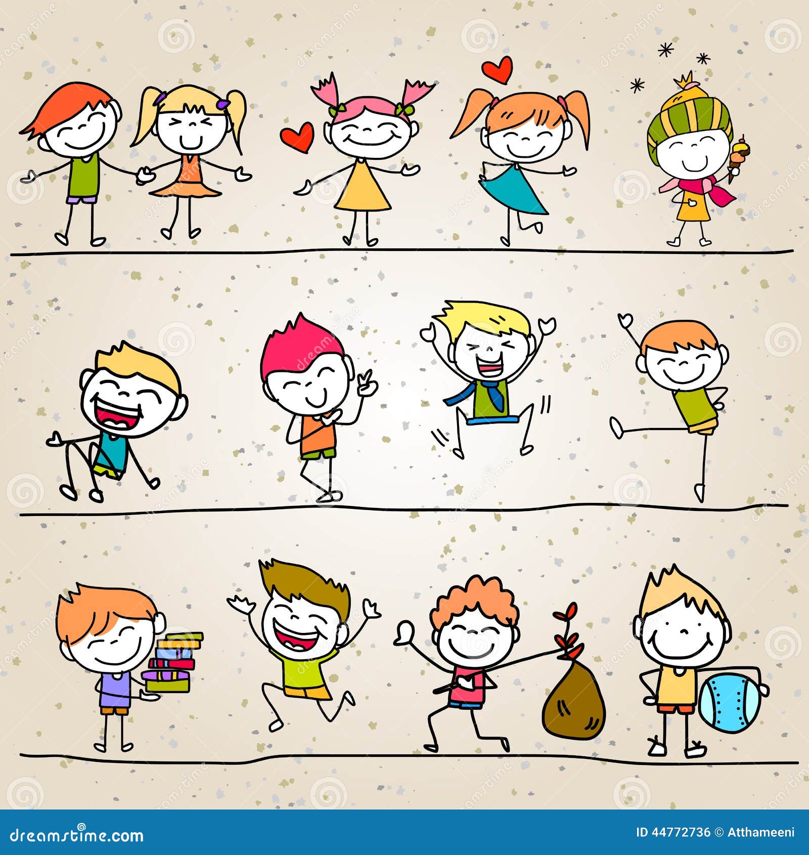 Hand drawing happy kids stock vector. Illustration of eyes - 44772736