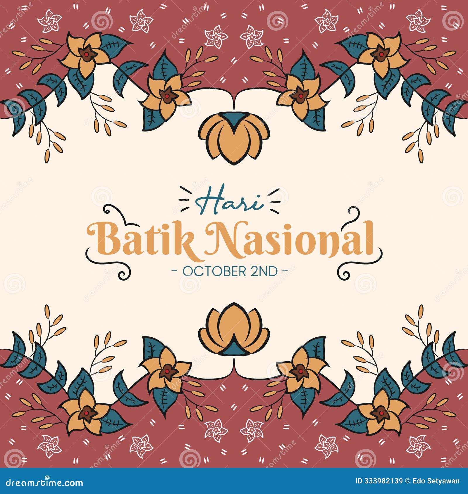 Hand Drawing Hari Batik Nasional Or National Batik Day With A Flower ...
