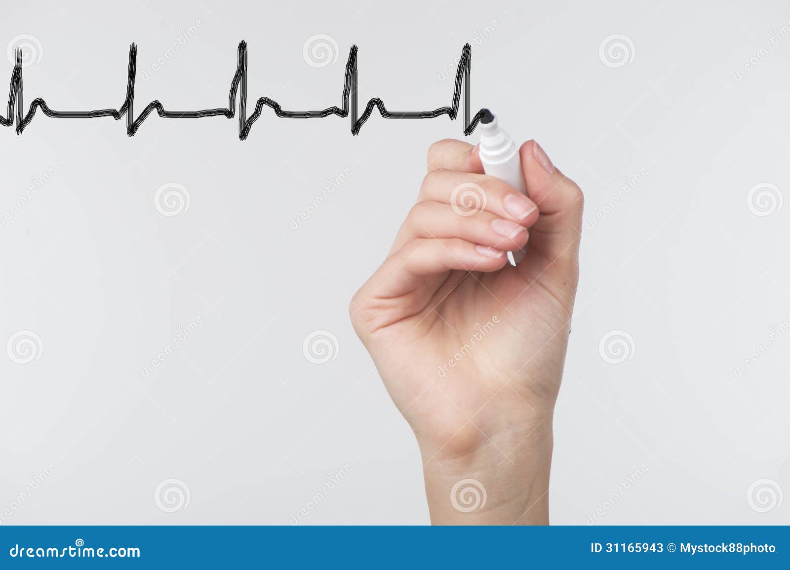 Hand drawing heart beat stock image. Image of close, healthcare - 31165943