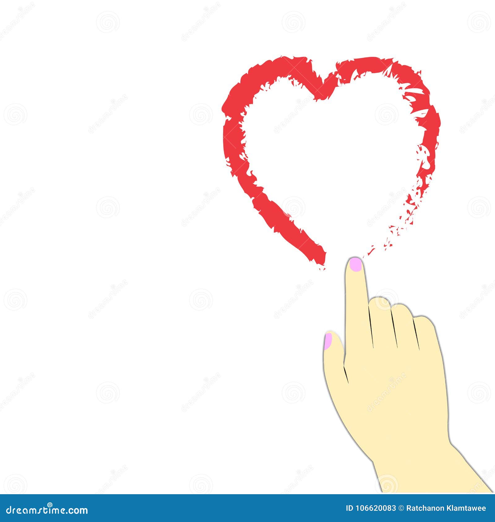Hand Drawing Heart Shape Red Color. Stock Illustration - Illustration ...