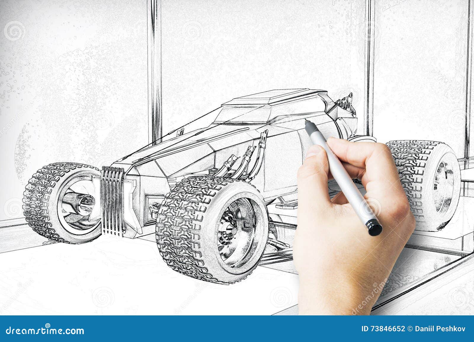 Hand Drawing Hot Rod Blueprint Stock Photo - Image of engineer, detail ...
