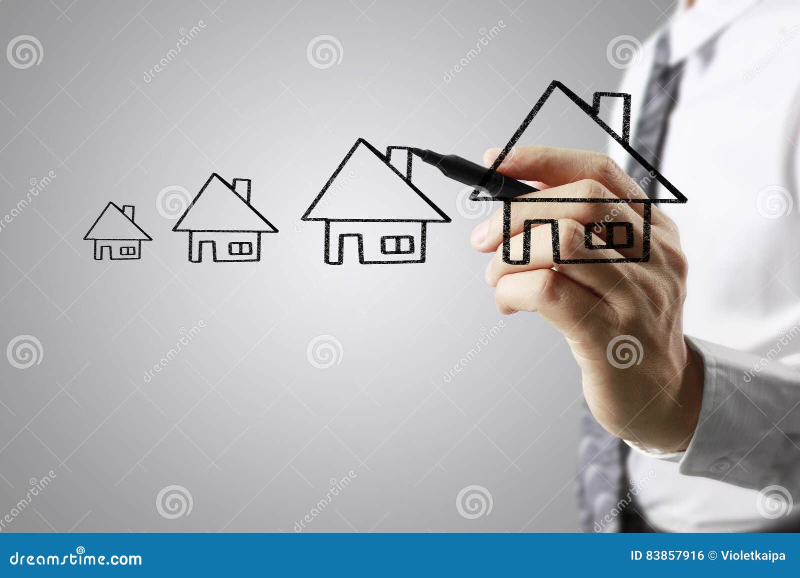 Hand drawing a house stock photo. Image of male, creativity - 83857916