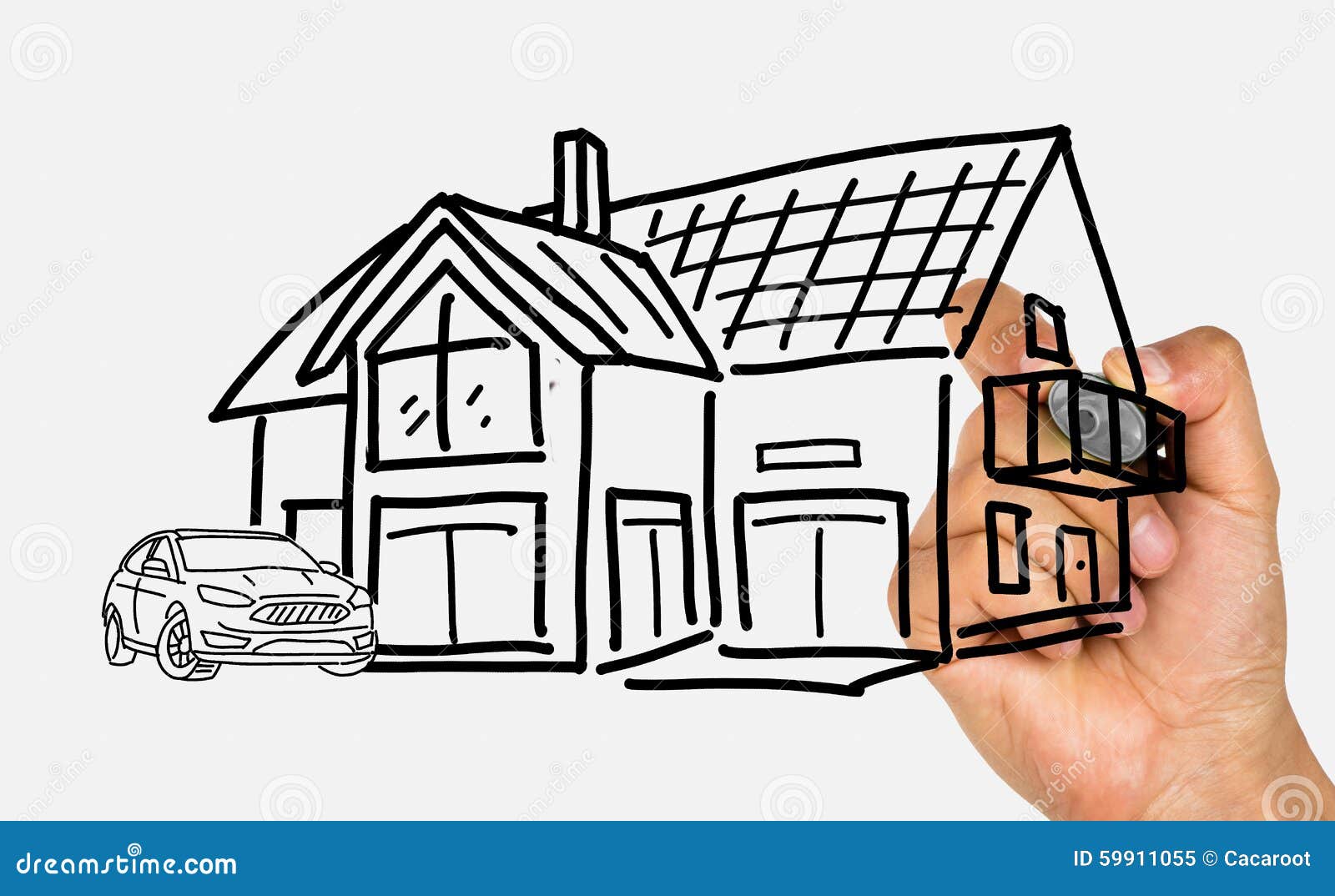 Hand drawing house stock image. Image of plan, idea, concept - 59911055