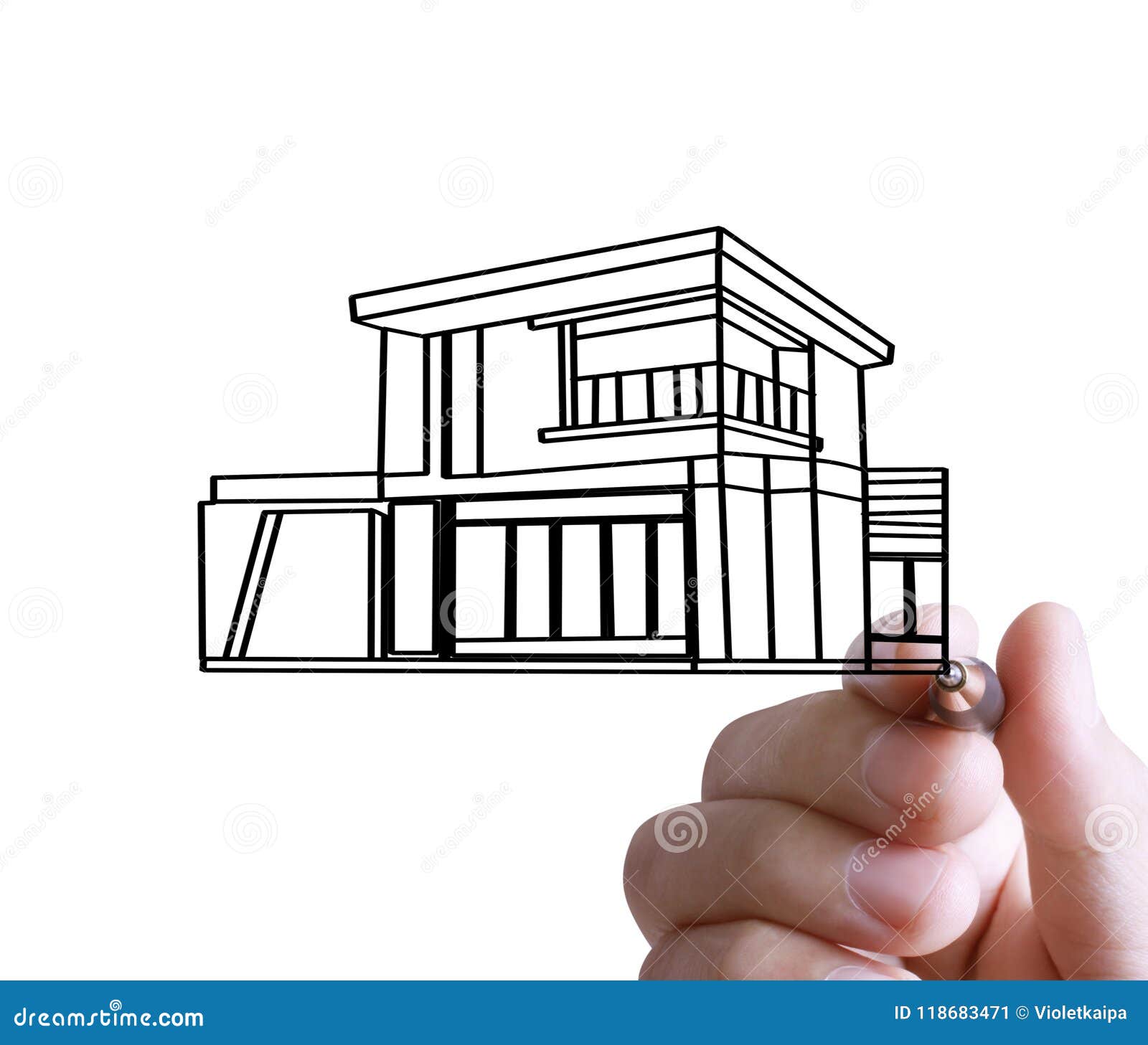 Hand drawing house stock image. Image of house, drawing - 118683471
