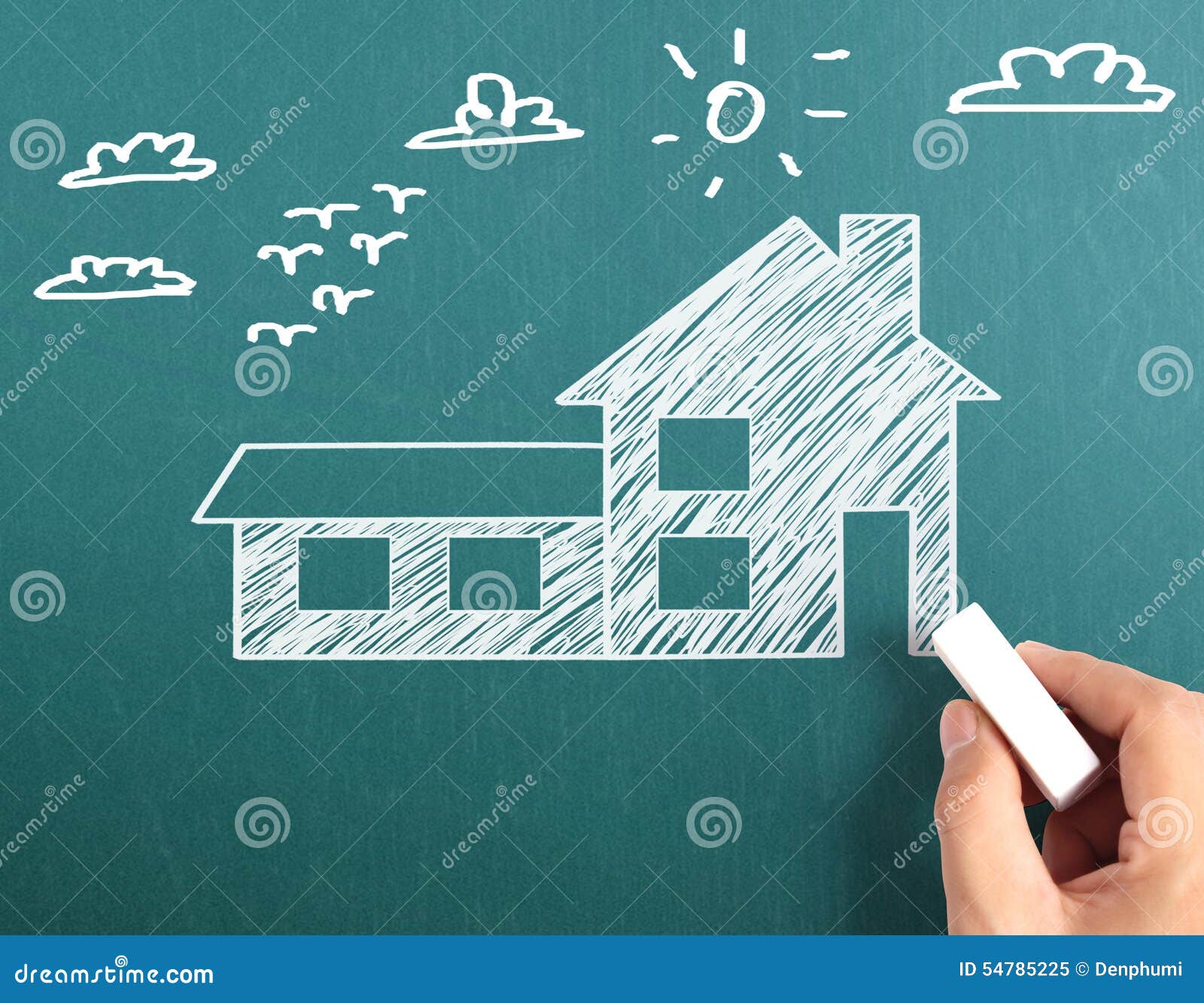 Hand drawing a house stock image. Image of write, crayon - 54785225