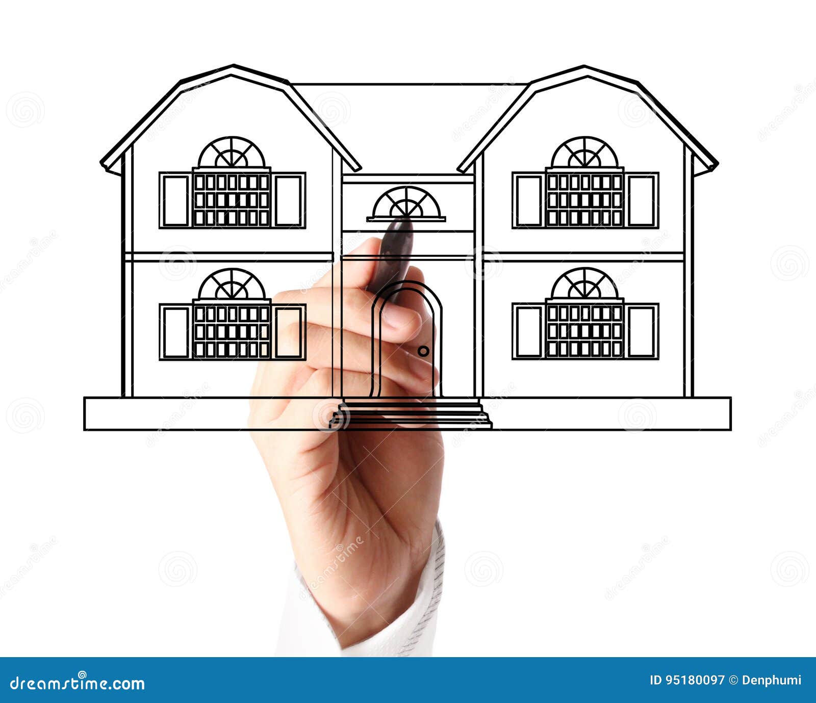 Hand drawing house model stock image. Image of house - 95180097