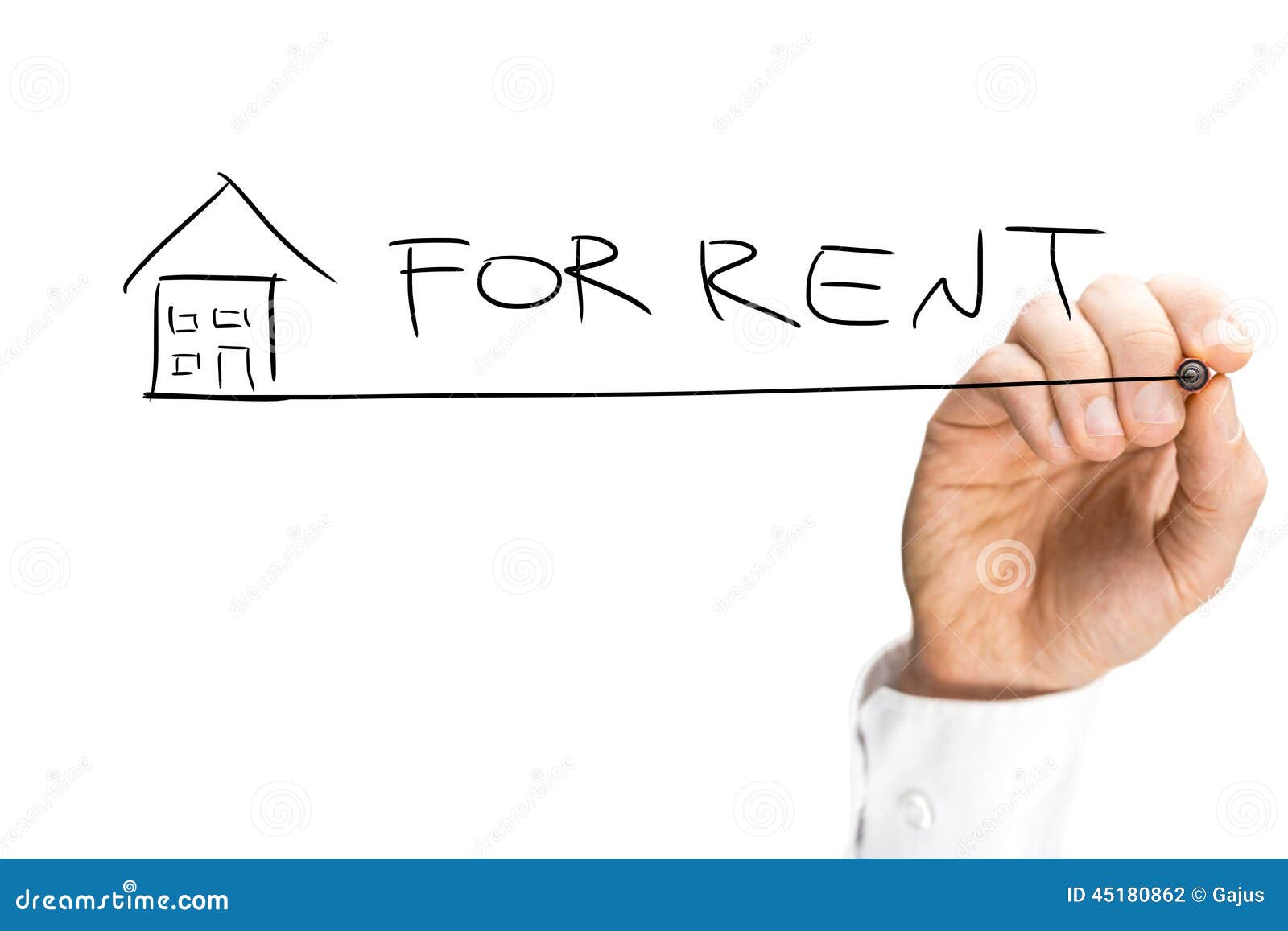 Hand Drawing House for Rent Design Stock Photo - Image of temporary ...