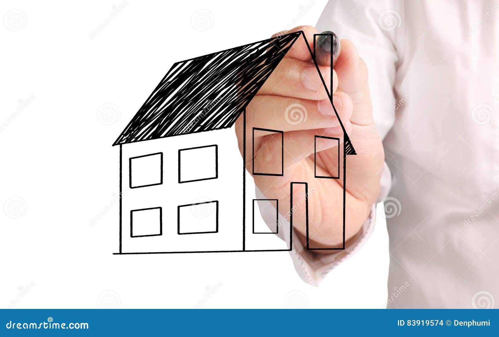 Hand drawing house stock photo. Image of cottage, businessman - 83919574
