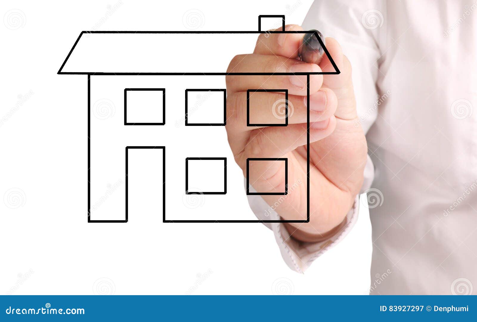 Hand drawing house stock image. Image of human, creativity - 83927297