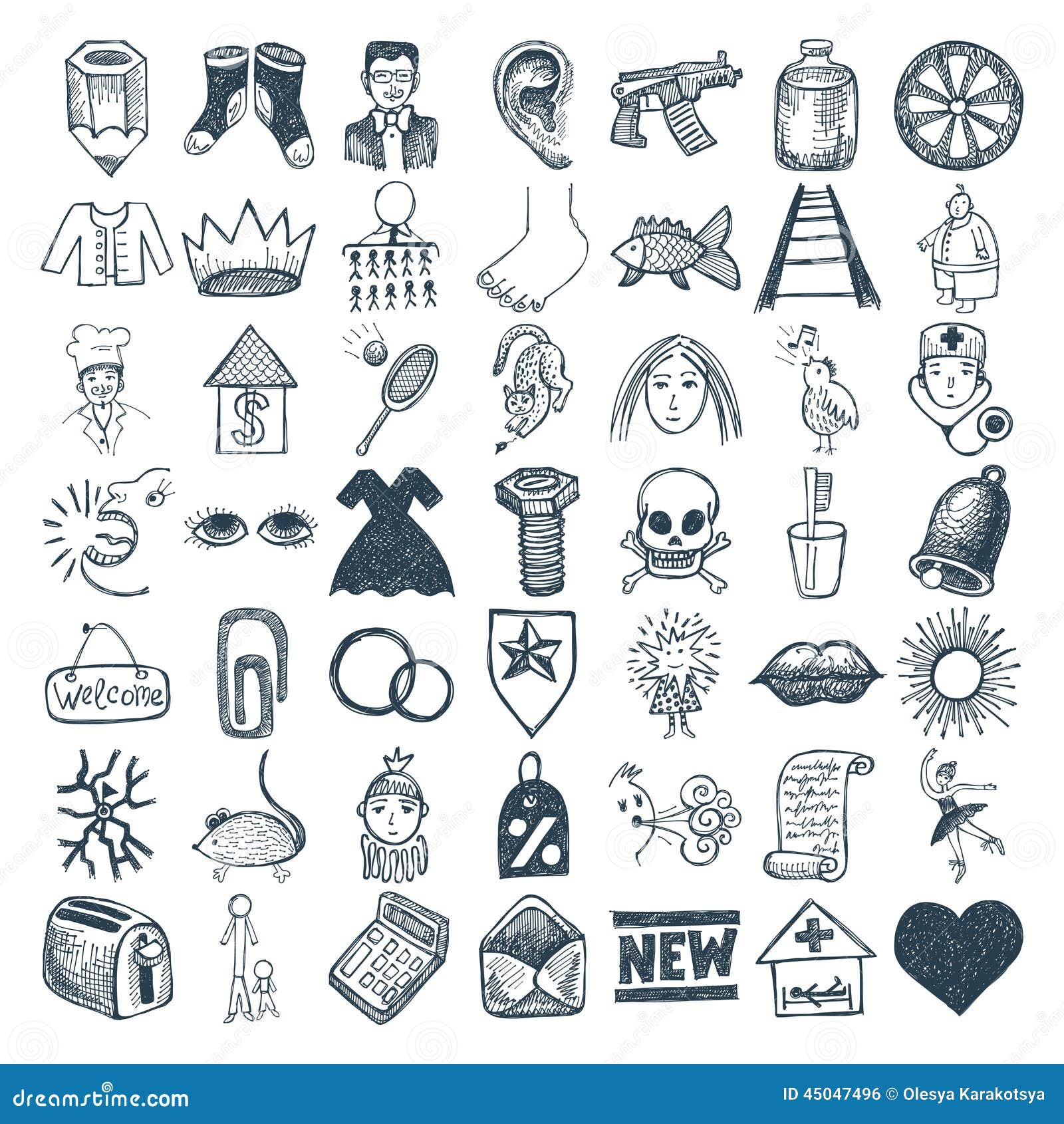 49 hand drawing icon set stock vector. Illustration of chief - 45047496