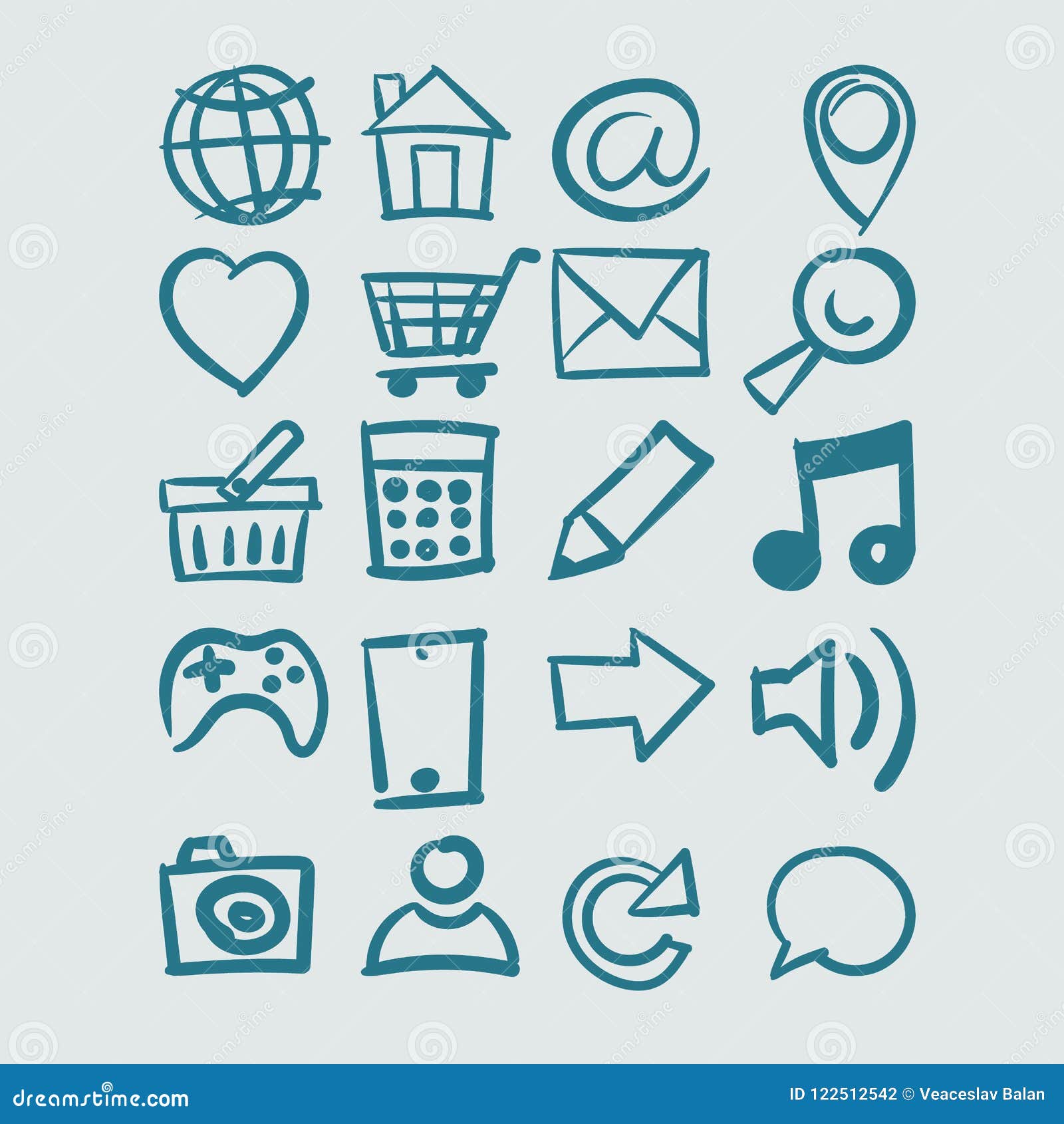 Icon set, Hand drawing. stock vector. Illustration of logo - 122512542