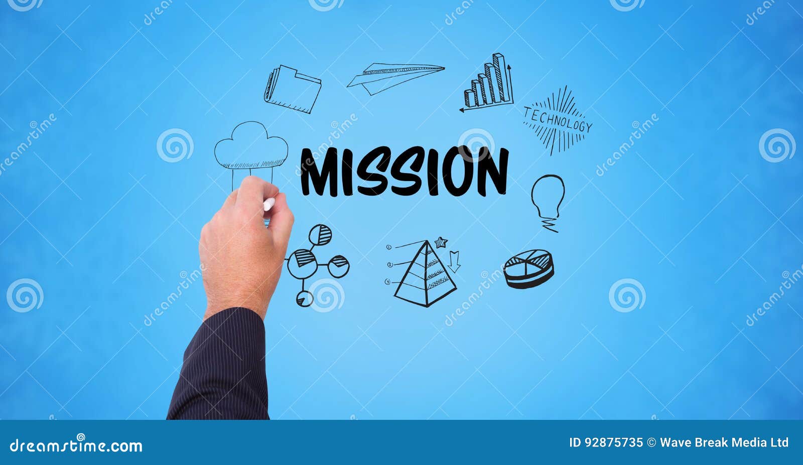 Hand Drawing Icons by Mission Text Stock Illustration - Illustration of ...